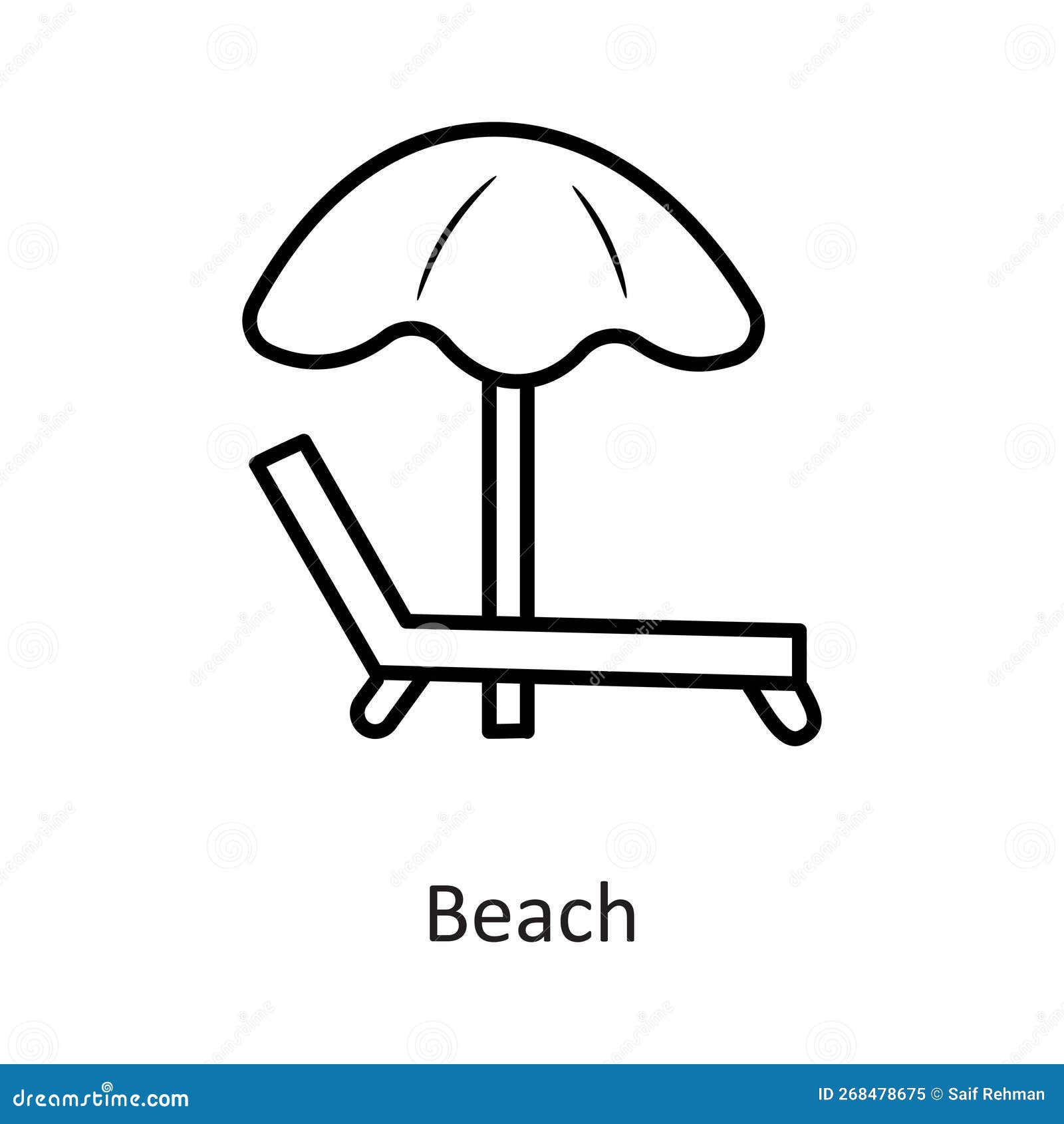 Beach Vector Outline Icon Design Illustration. Travel Symbol on White ...