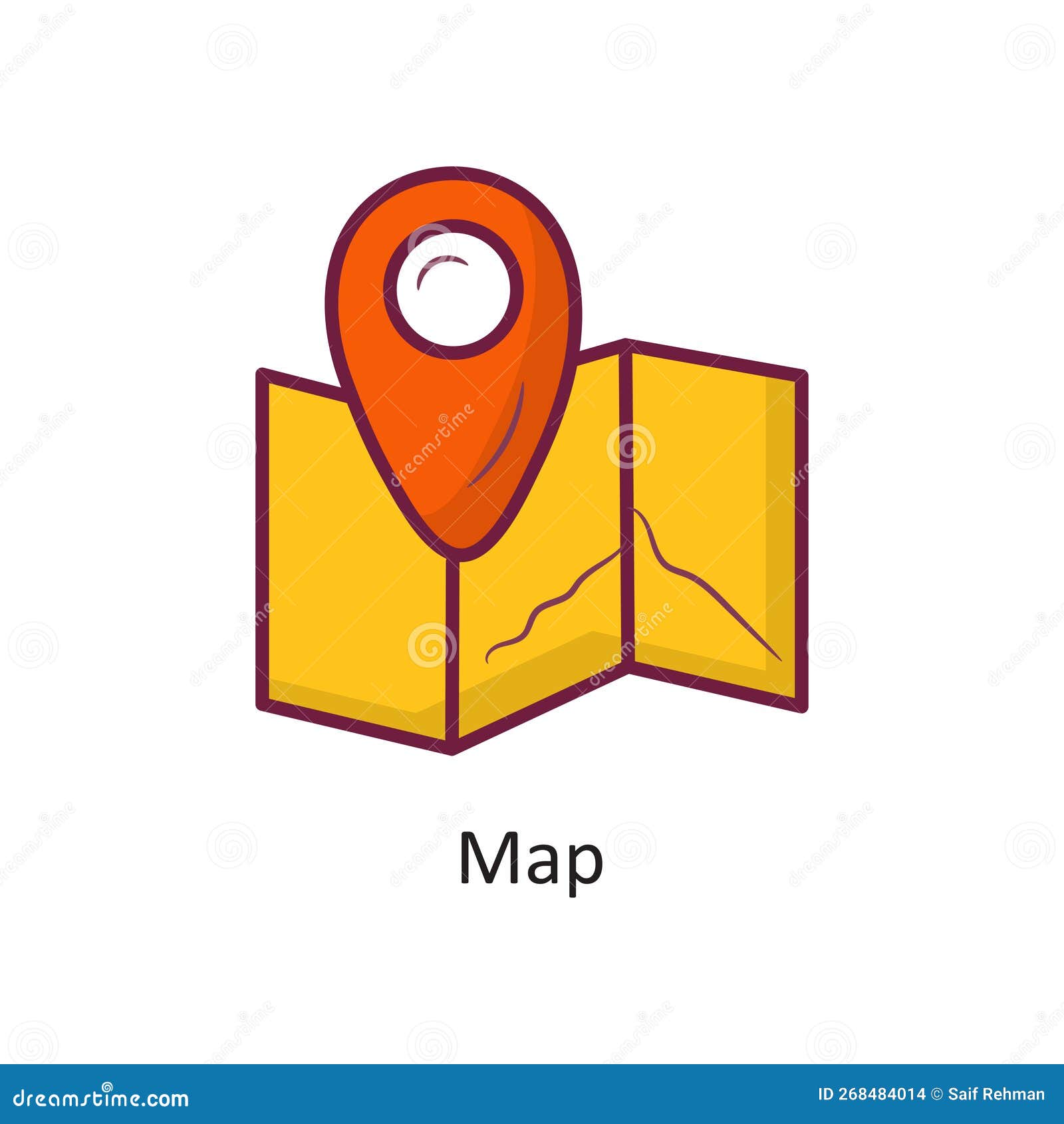 Map Vector Fill Outline Icon Design Illustration. Travel Symbol on ...