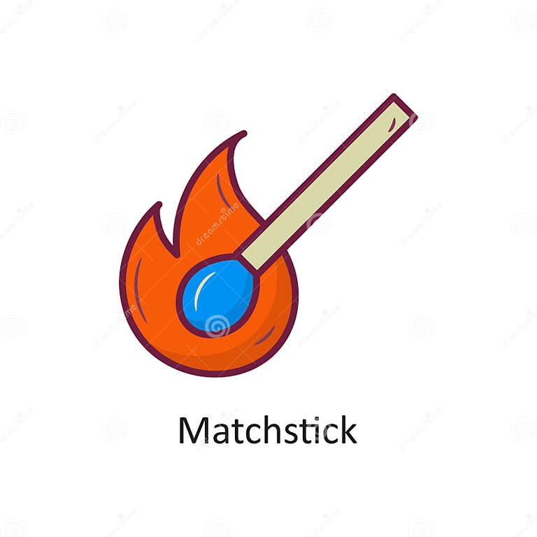 Matchstick Vector Fill Outline Icon Design Illustration. Travel Symbol ...