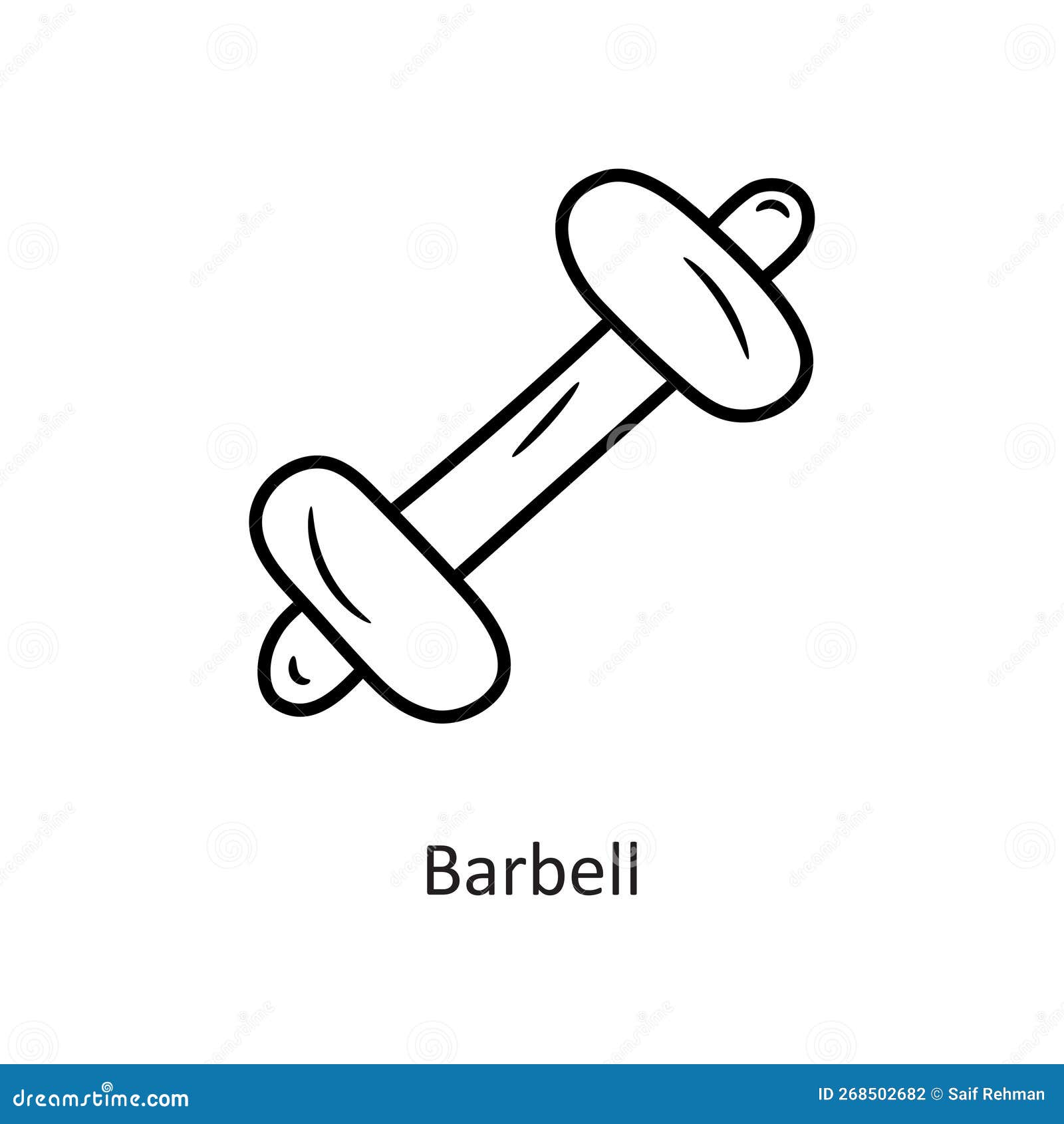 Barbell Vector Outline Icon Design Illustration. Workout Symbol on ...