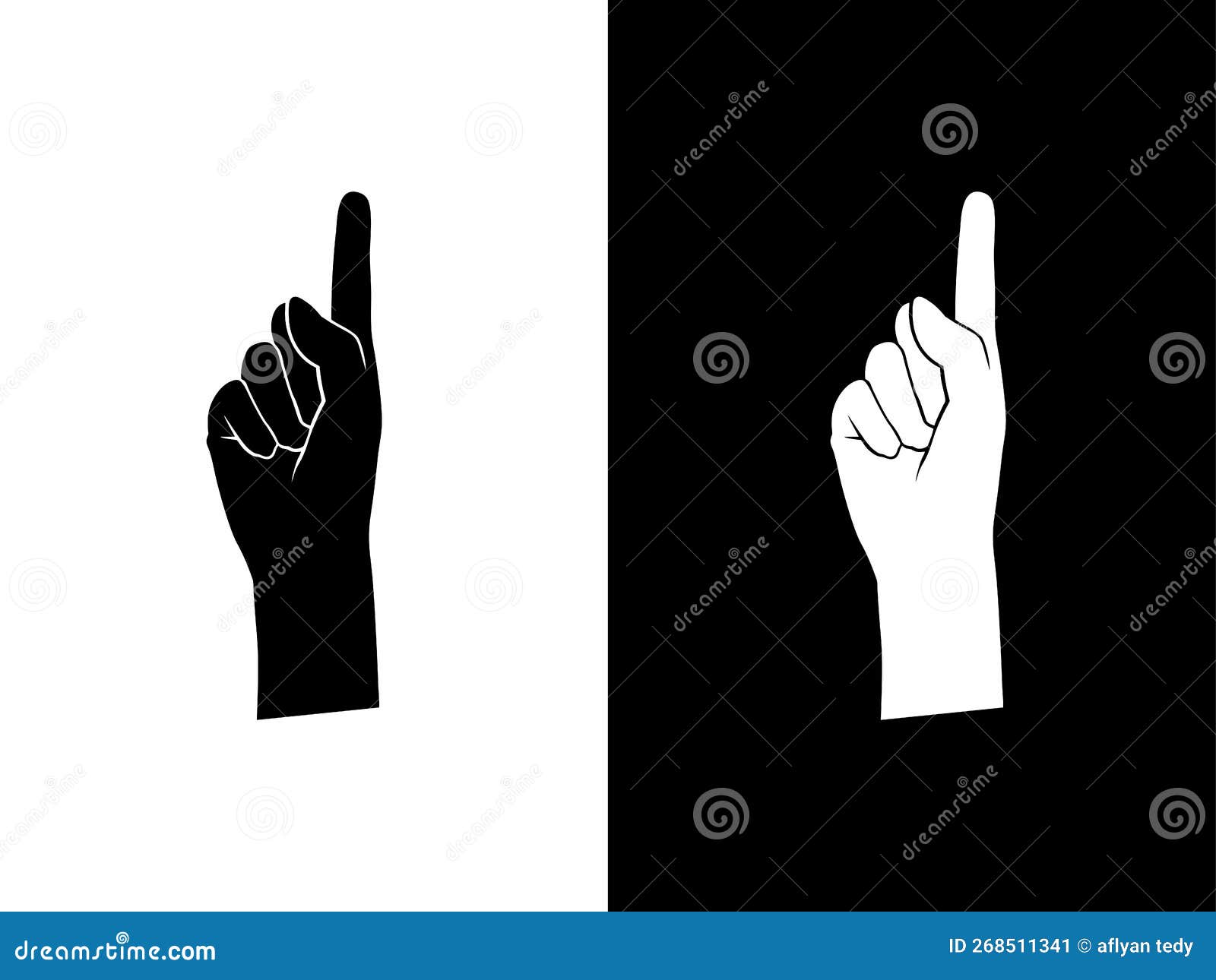 Hand Gesture One Finger Point Stock Illustration - Illustration of font ...