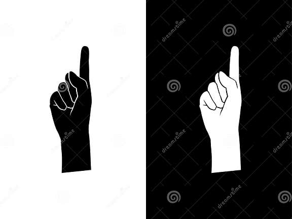 Hand Gesture One Finger Point Stock Illustration - Illustration of font ...
