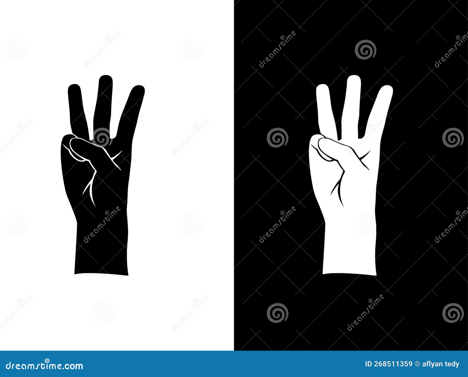 Hand gesture three finger stock illustration. Illustration of people ...