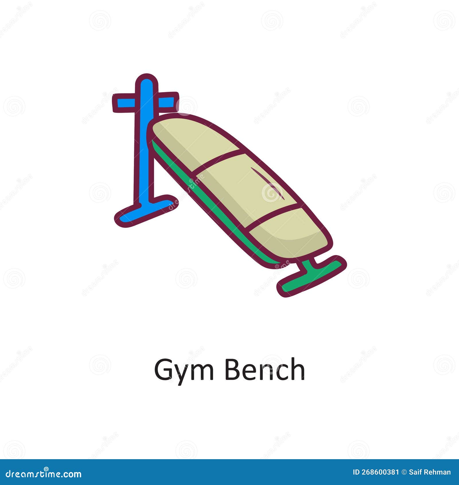 Gym Bench Vector Fill Outline Icon Design Illustration. Workout Symbol ...