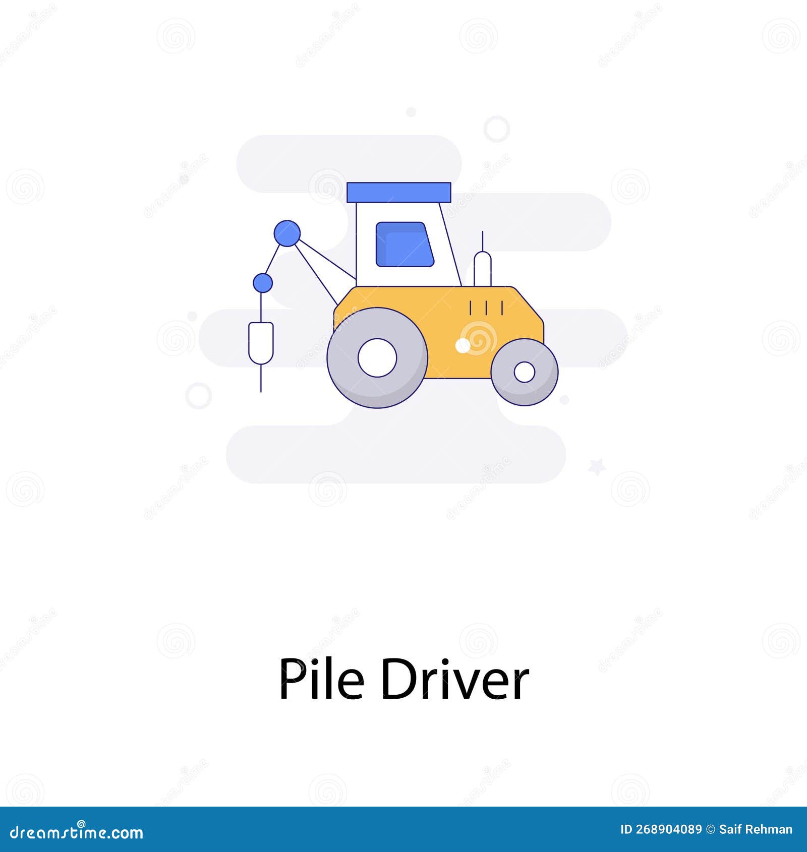Pile Driver Vector Fill Outline with Background Icon Style Illustration ...
