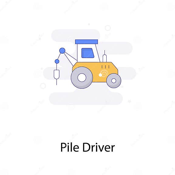 Pile Driver Vector Fill Outline with Background Icon Style Illustration ...