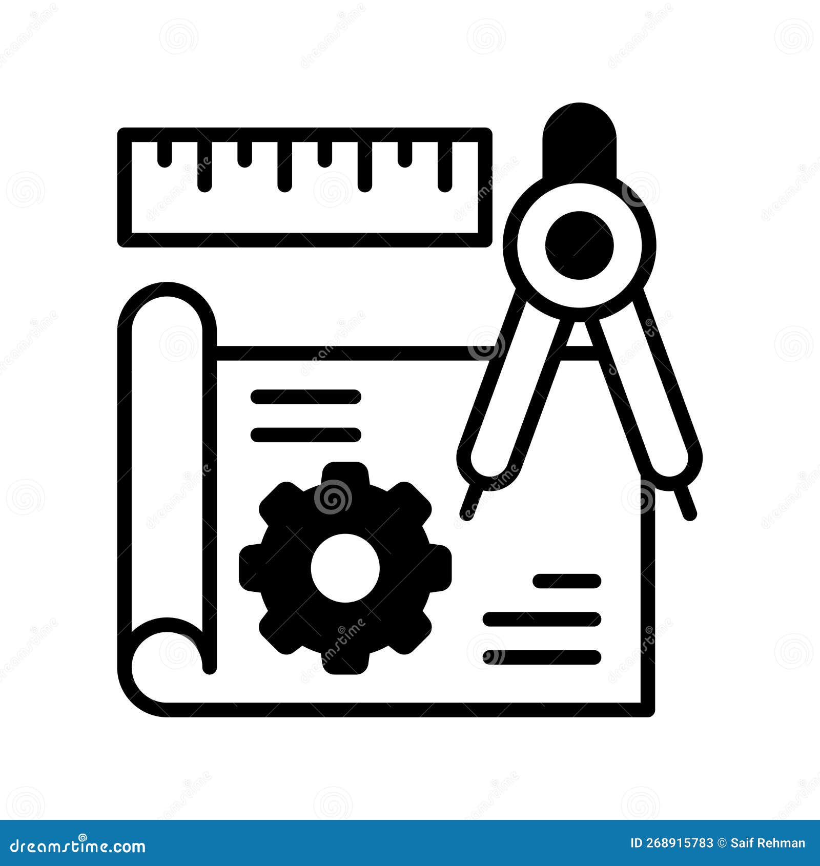 Engineering Blueprint Vector Solid Icon Style Illustration. EPS 10 File ...