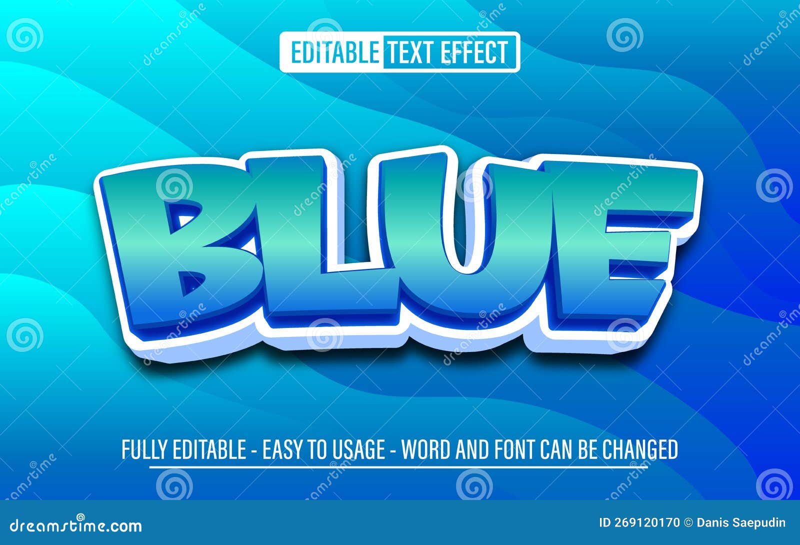Blue Abstrack 3d Editable Text Effect Stock Vector - Illustration of ...