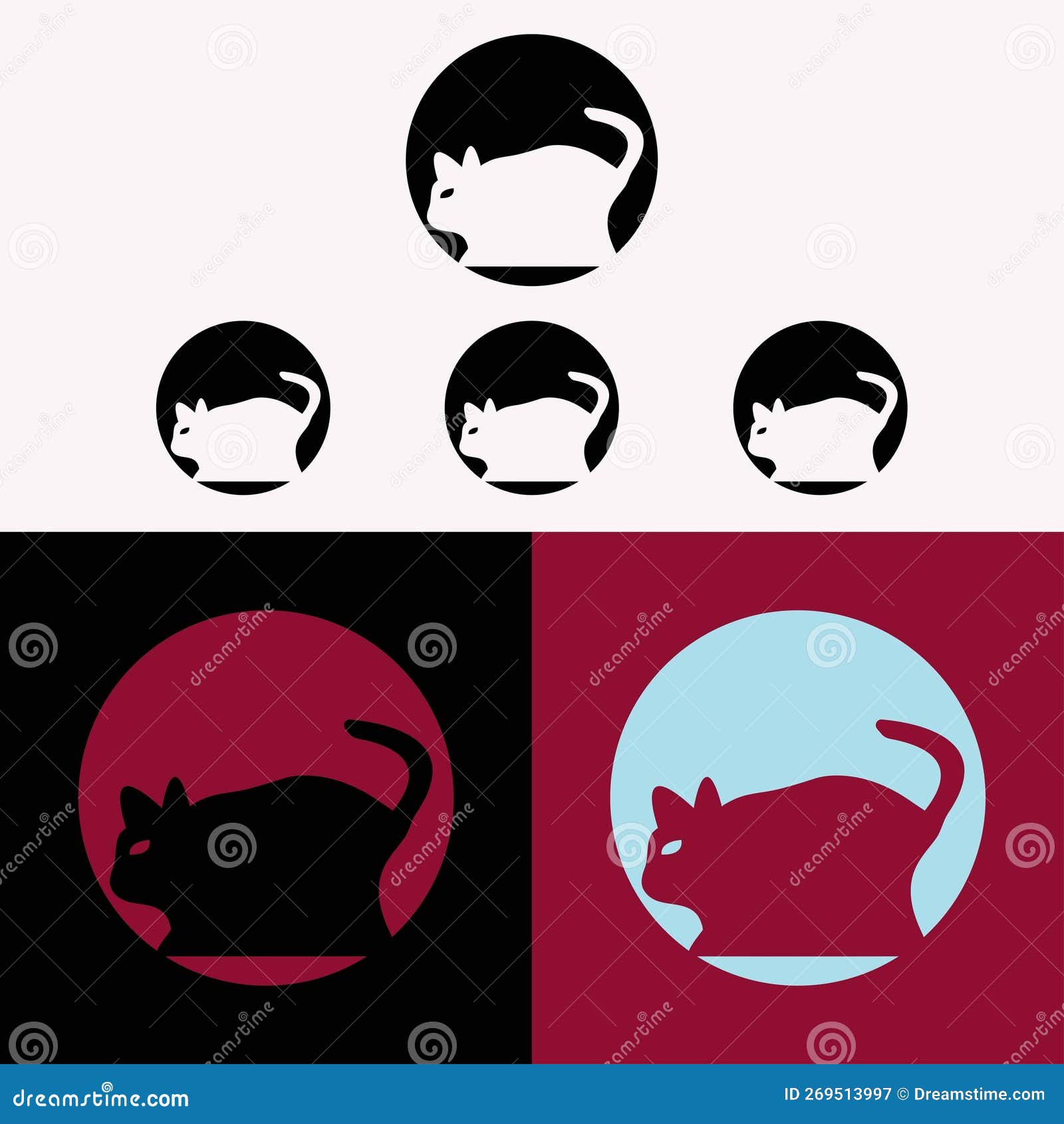 Cat Animal Vector Logo Design Stock Vector - Illustration of circle ...
