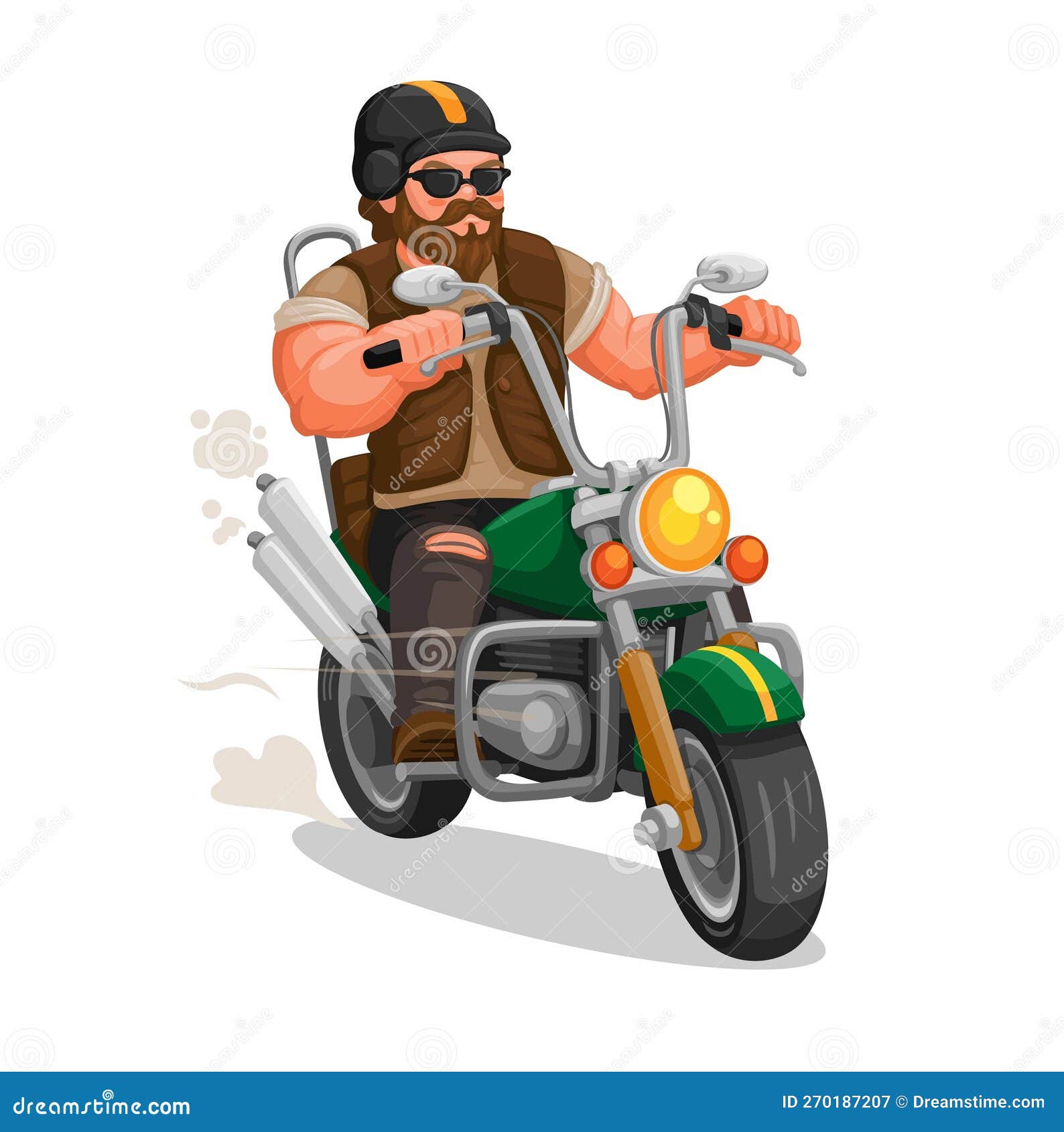 Biker Gangster Holding Baseball Bat Riding Motorcycle With Girl Cartoon ...