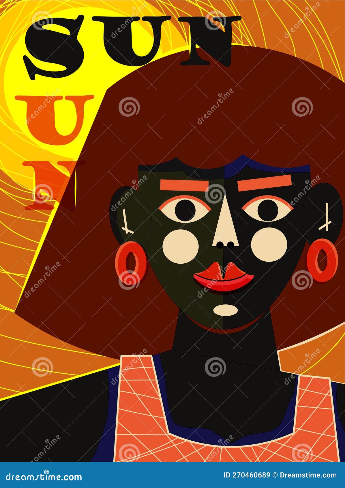 Tanned Woman, Dark-skinned Woman, Summer Theme Stock Illustration ...