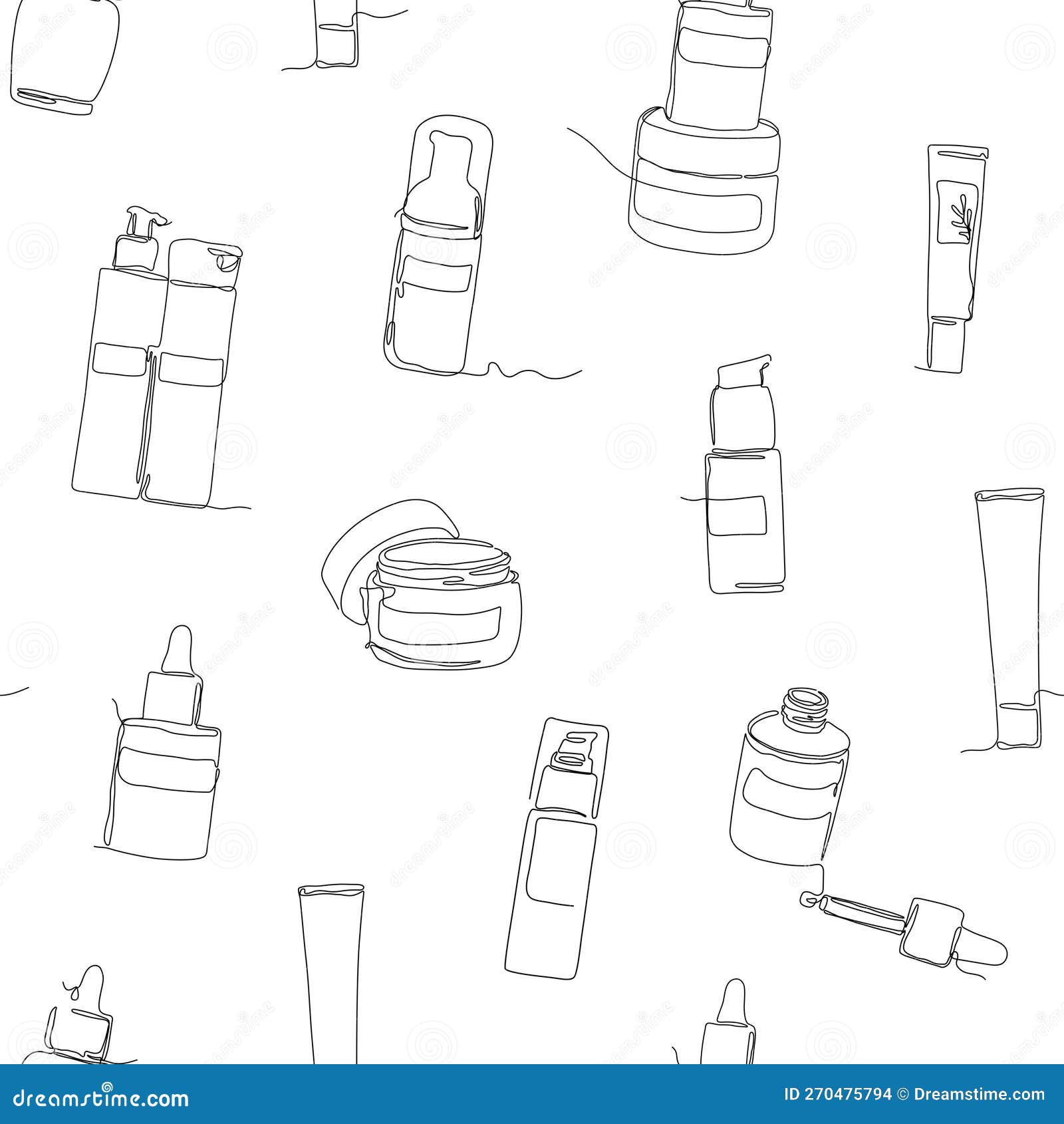 Skin Care Products Seamless Pattern Stock Vector - Illustration of ...