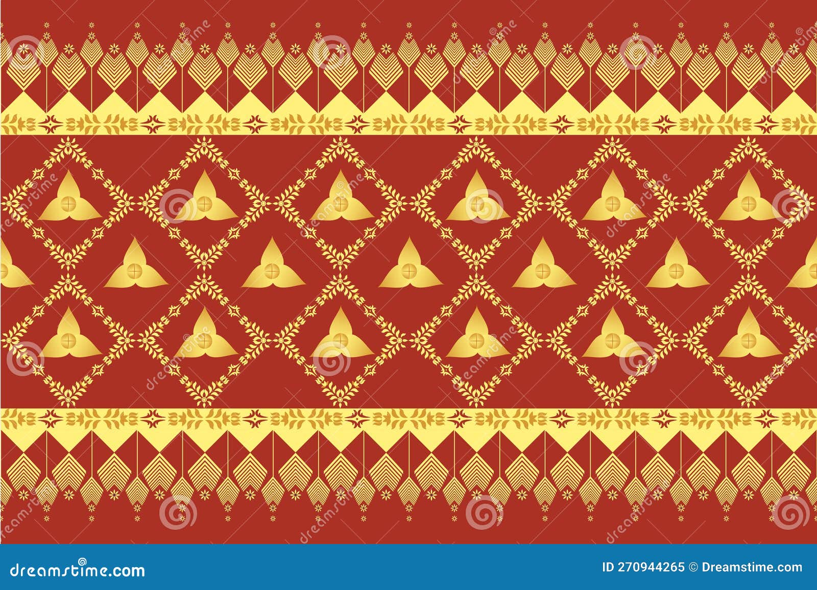 Thai Sarong Lam Duan Flower Floral Ethnic Pattern Textile. Vintage ...