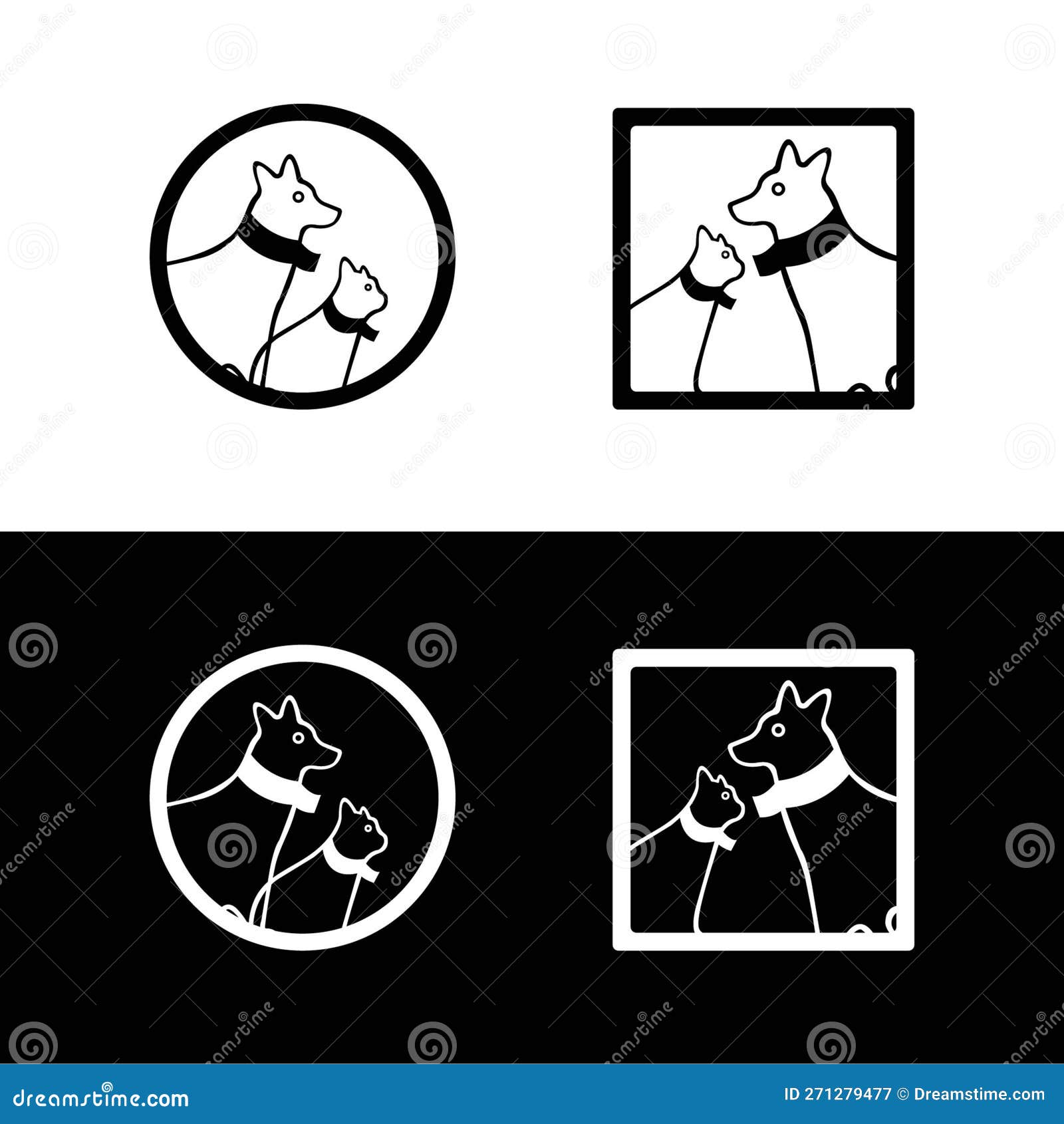 Circle and Square Dog Animal Vector Logo Template Design Stock Vector ...
