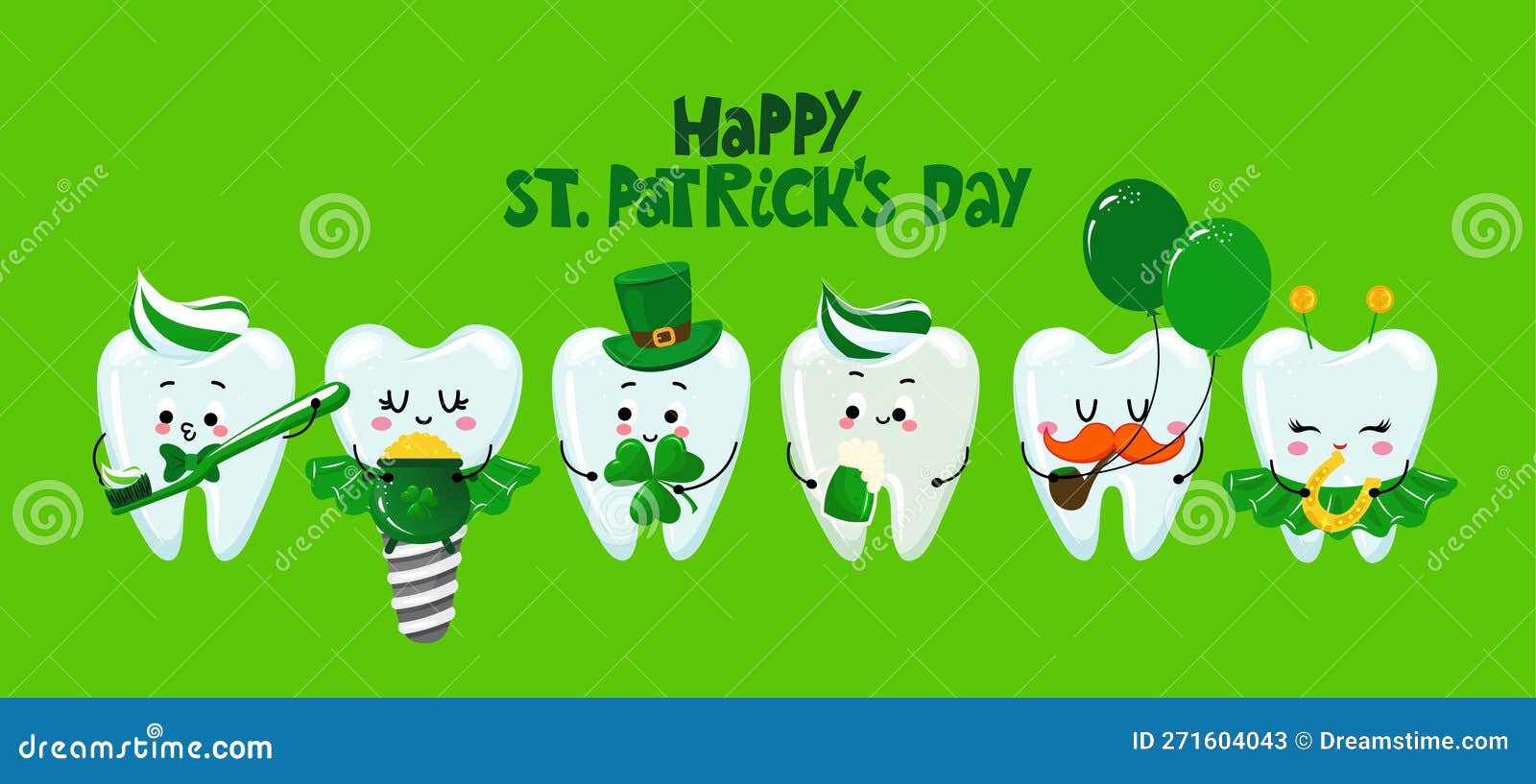 Happy Saint Patrick’s Day - Tooth Couple Character Design in Kawaii ...