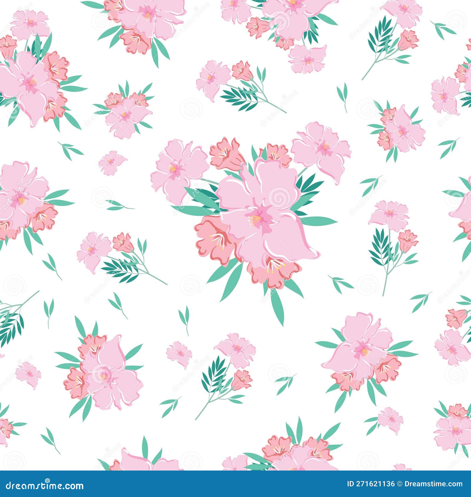 Pink Flowers Seamless Pattern Background Stock Illustration ...