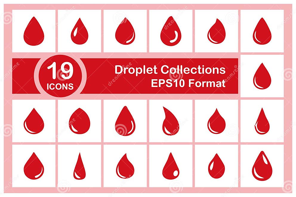 Red Drop Icons Set Isolated on White Background for Your Web and Mobile ...