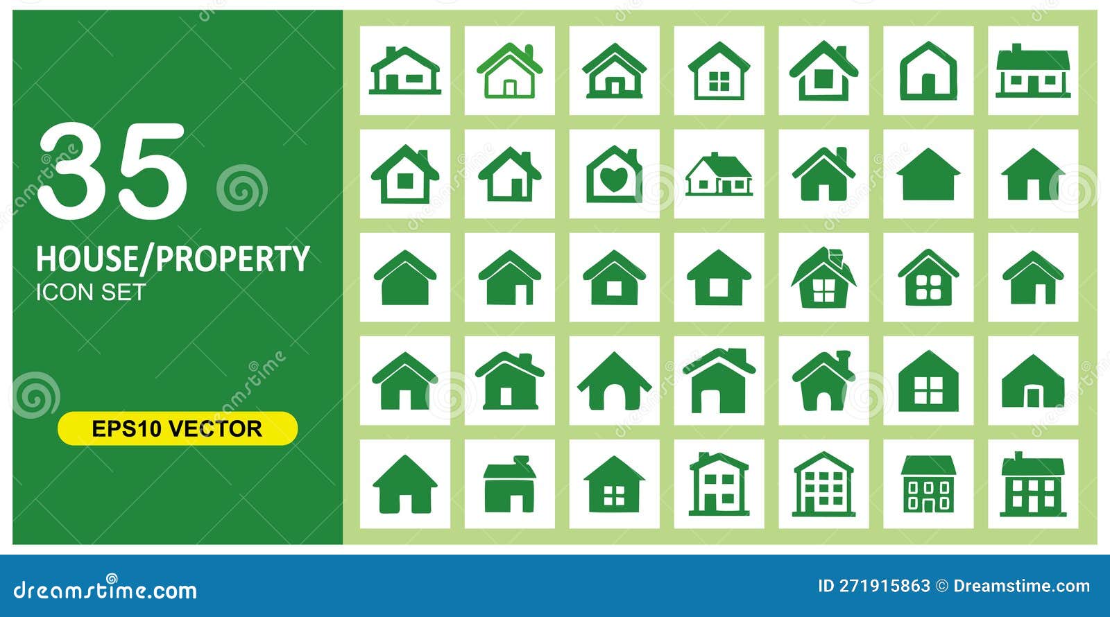 Collection of 35 Home or Property Icons. Collection Set of House Symbol ...