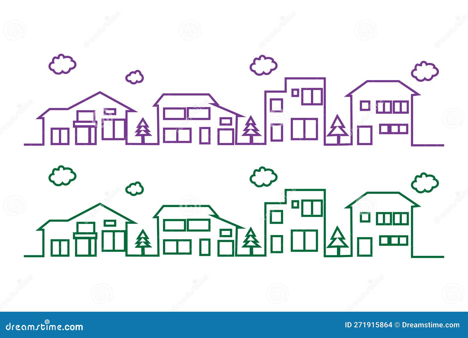 Illustration of Rows of Houses, Apartments, Hotels, Residences that ...