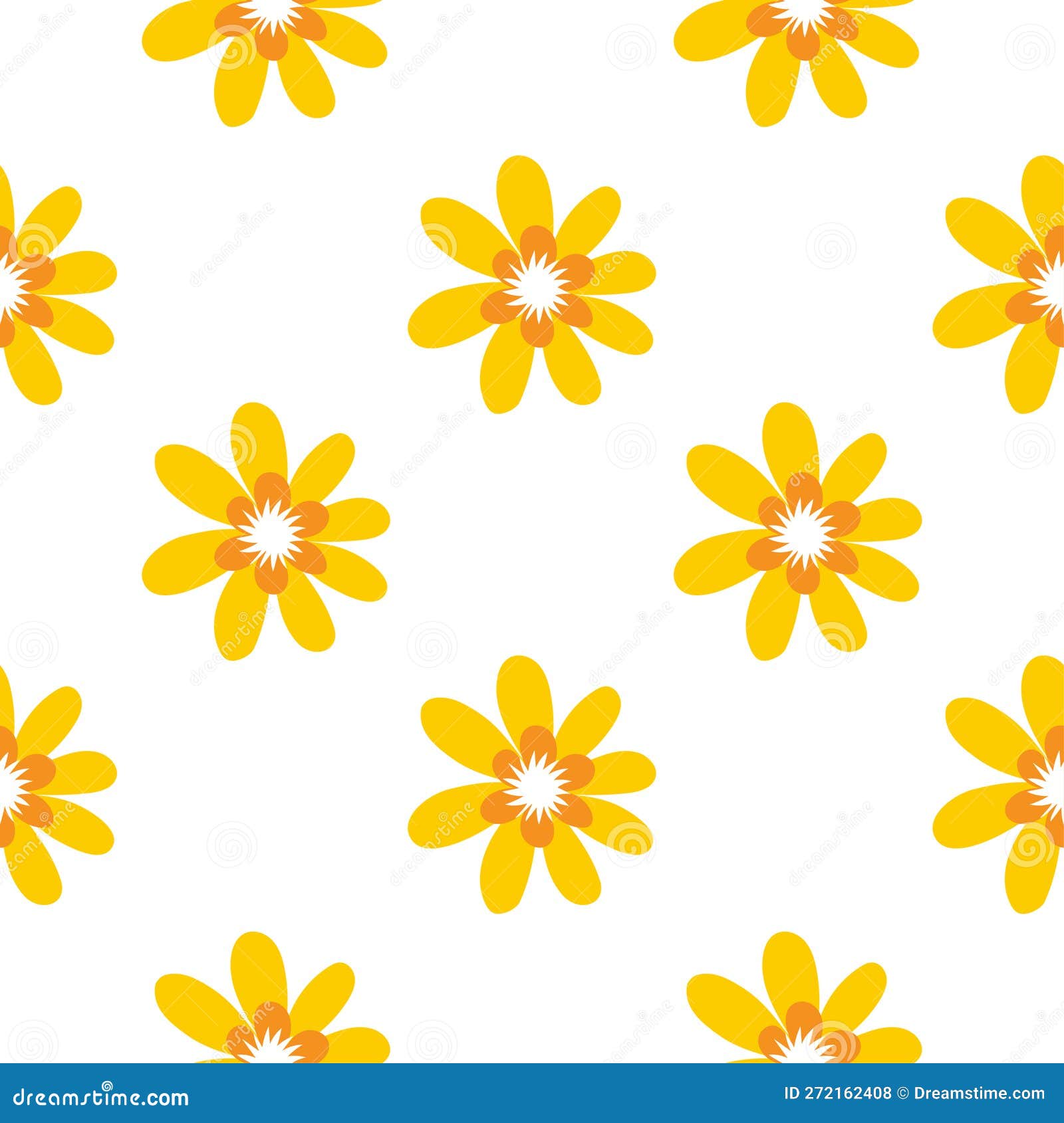 Cute Yellow Flowers Pattern on White Background Stock Vector ...