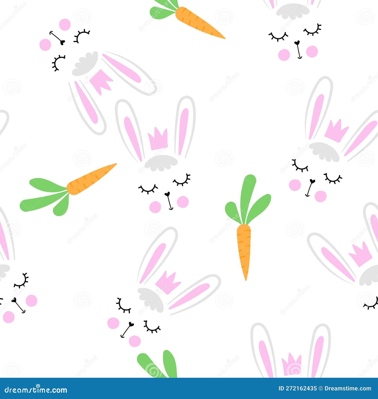 Bunny Baby Rabbit Pattern Design with Bunny Heads and Carrots - Funny ...
