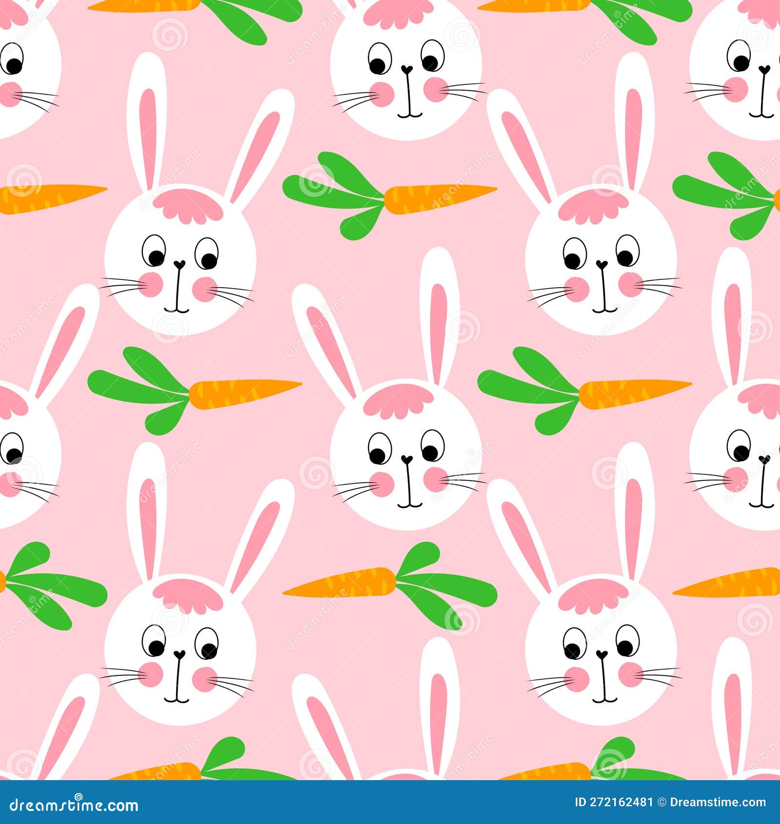 Bunny Baby Rabbit Pattern Design with Bunny Heads and Carrots - Funny ...