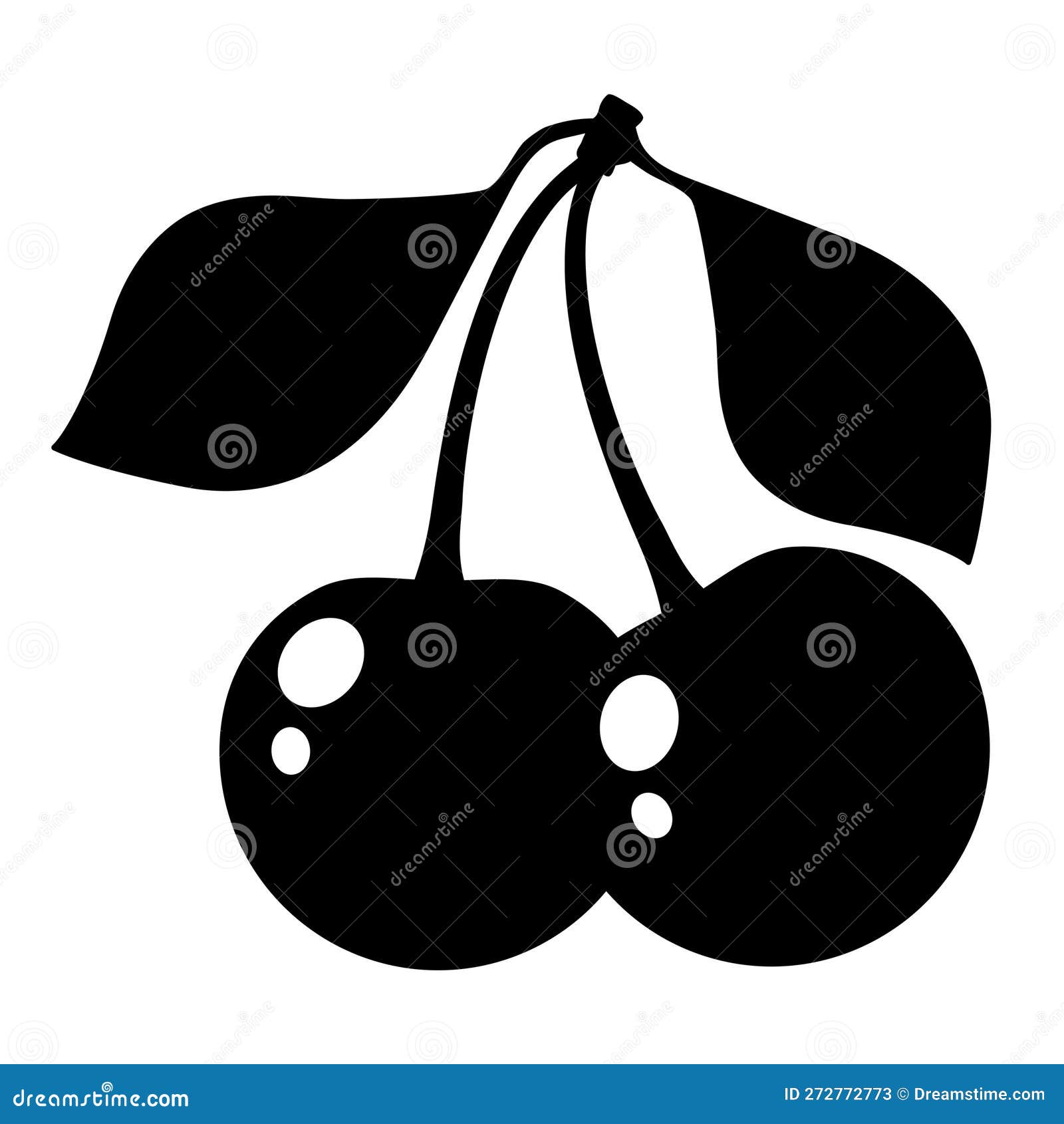 Cherry - Black Vector Silhouette For Pictogram Or Logo. Cherry With A ...