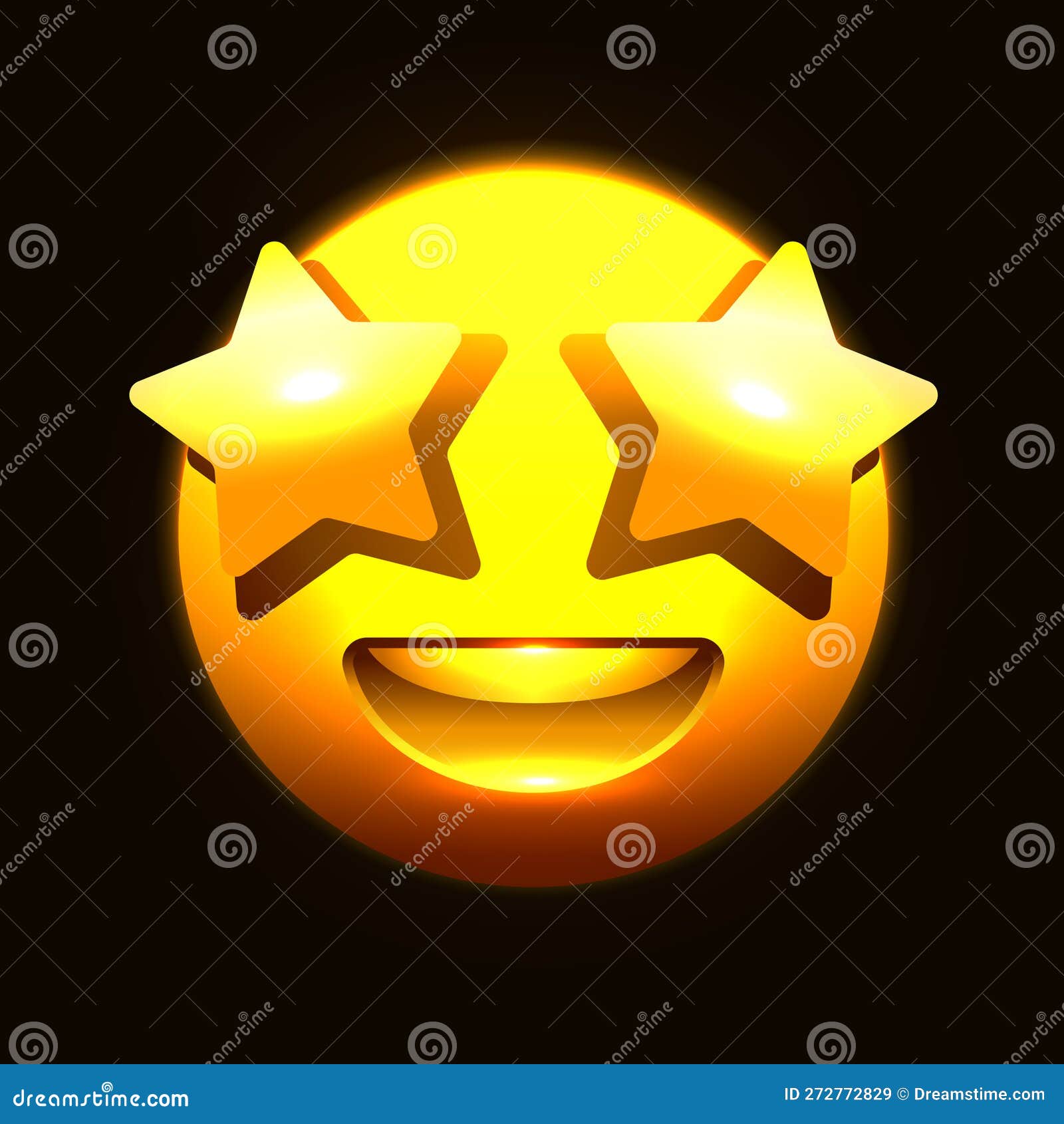 Golden Emoticon. Smiley with Golden Stars instead of Eyes. Vector ...