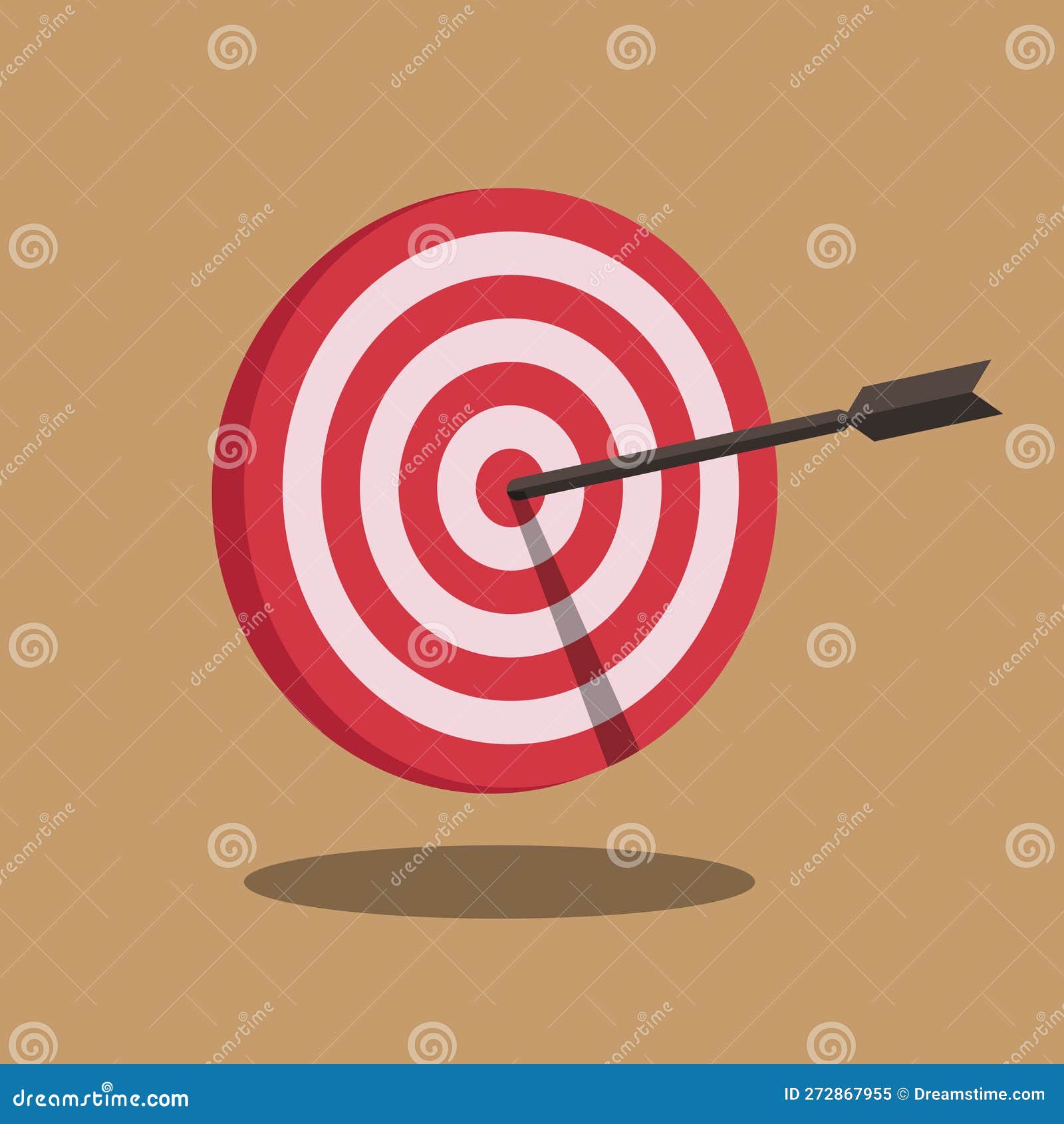 Target Vector Icon Illustration, Flat Cartoon Target with Arrow in ...