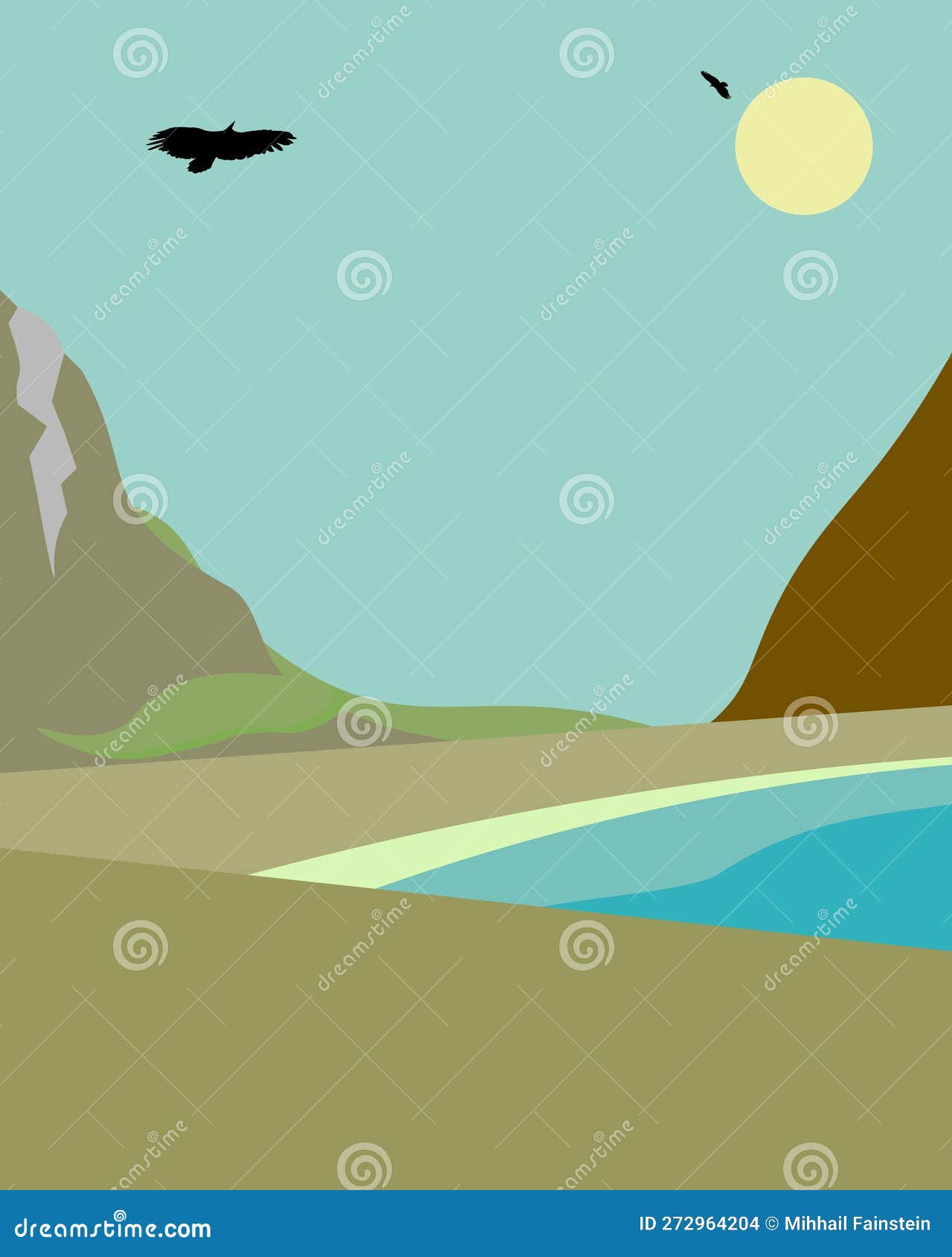Couple of Birds of Prey Flying Above the Land Stock Vector ...