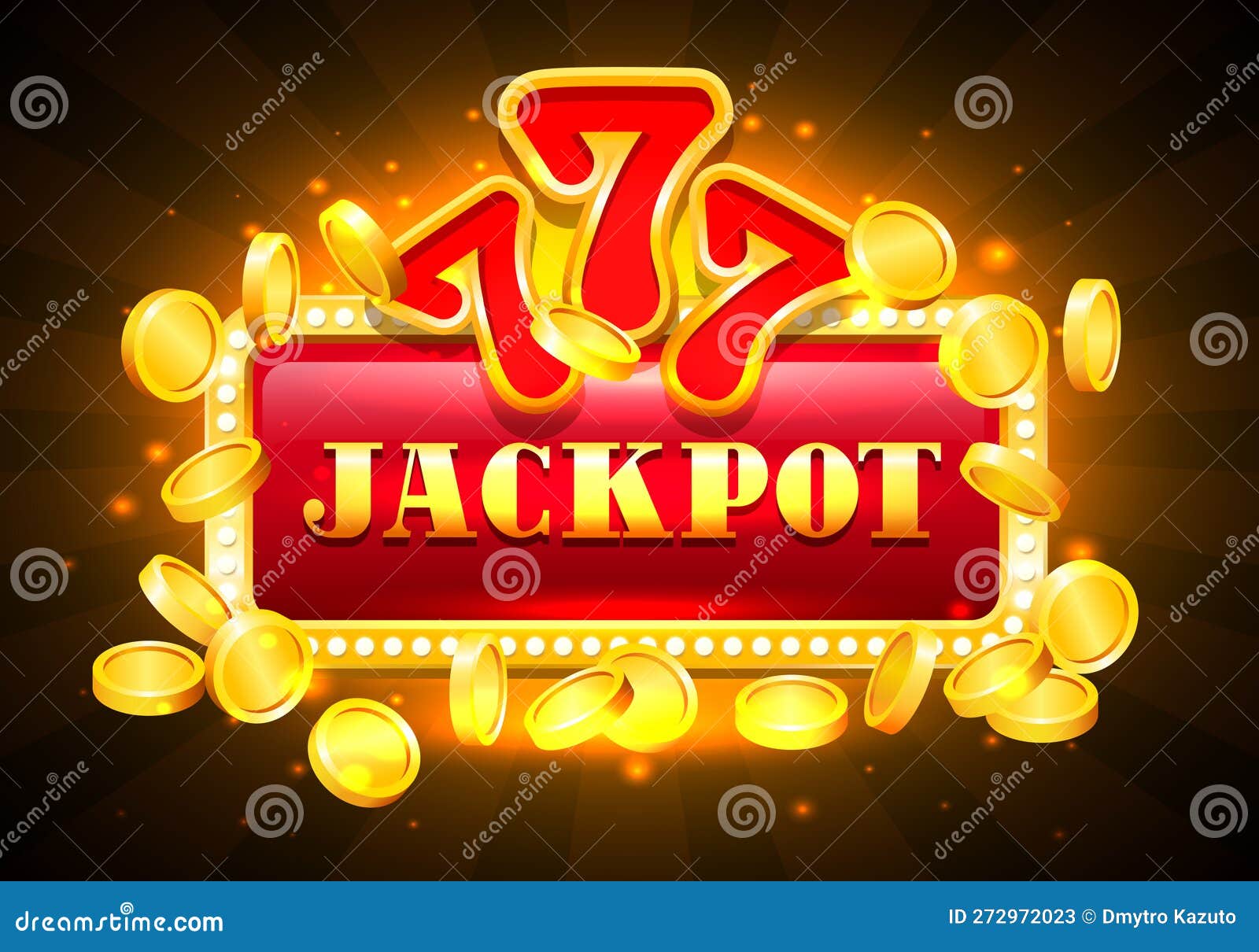 Jackpot. the Inscription Jackpot on a Red Background with a Gold Frame ...