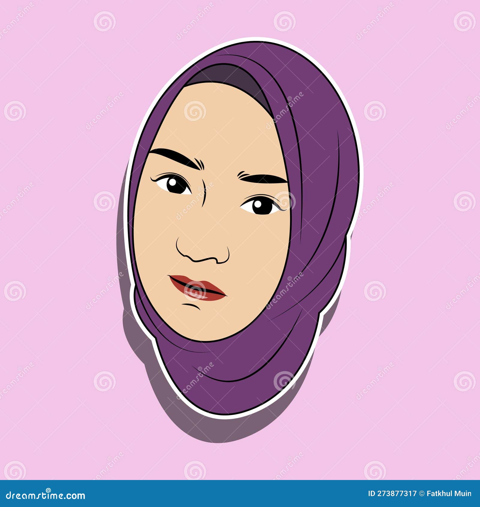 Vector Face of Muslim Woman in Hijab with Cute Expression Stock Vector ...