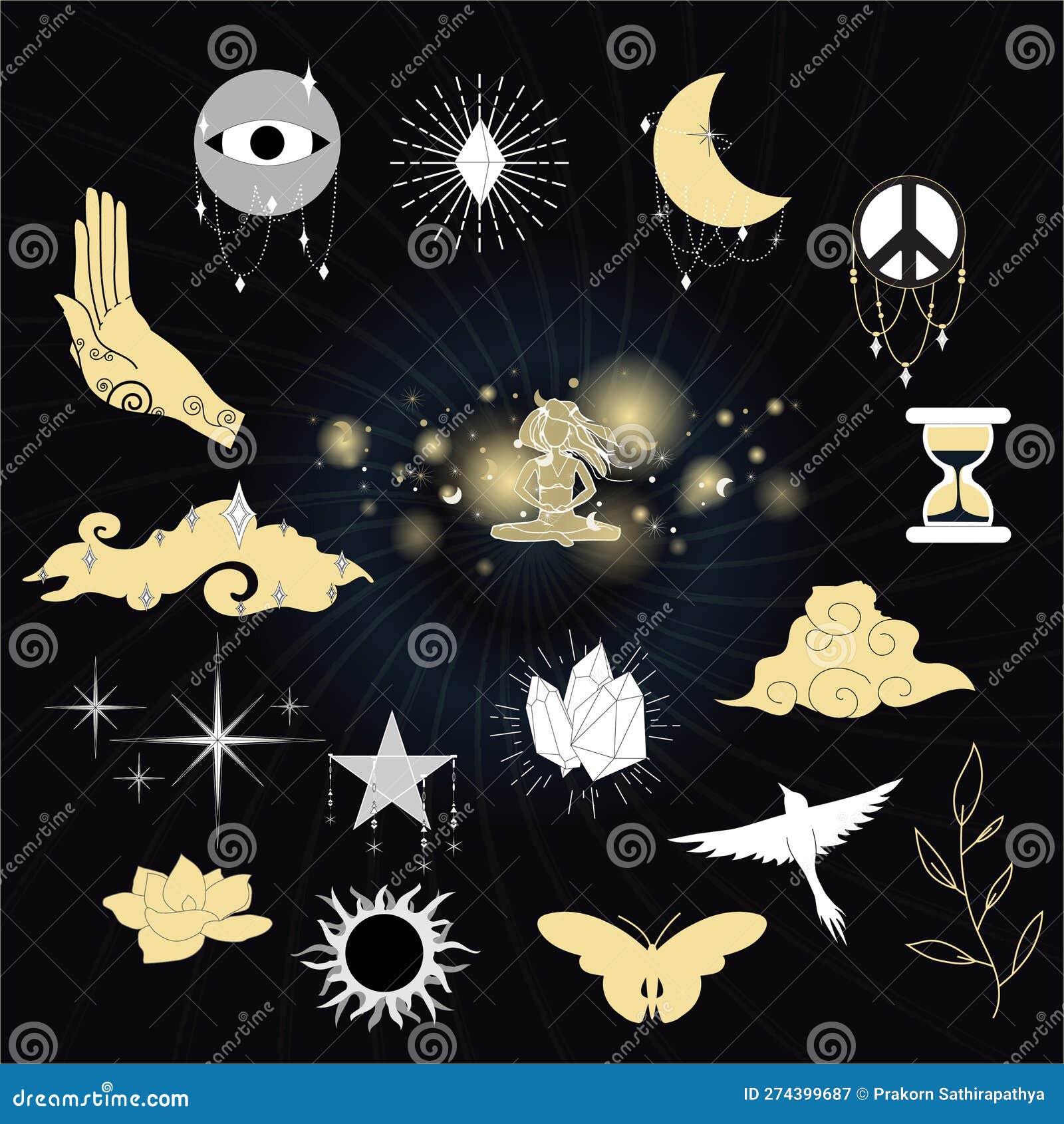 Vector Collections of Art Mystic Stock Vector - Illustration of petal ...
