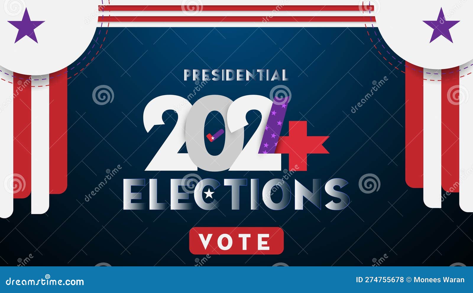 Presidential Elections 2024 for Vote Horizontal Banner Poster Design ...