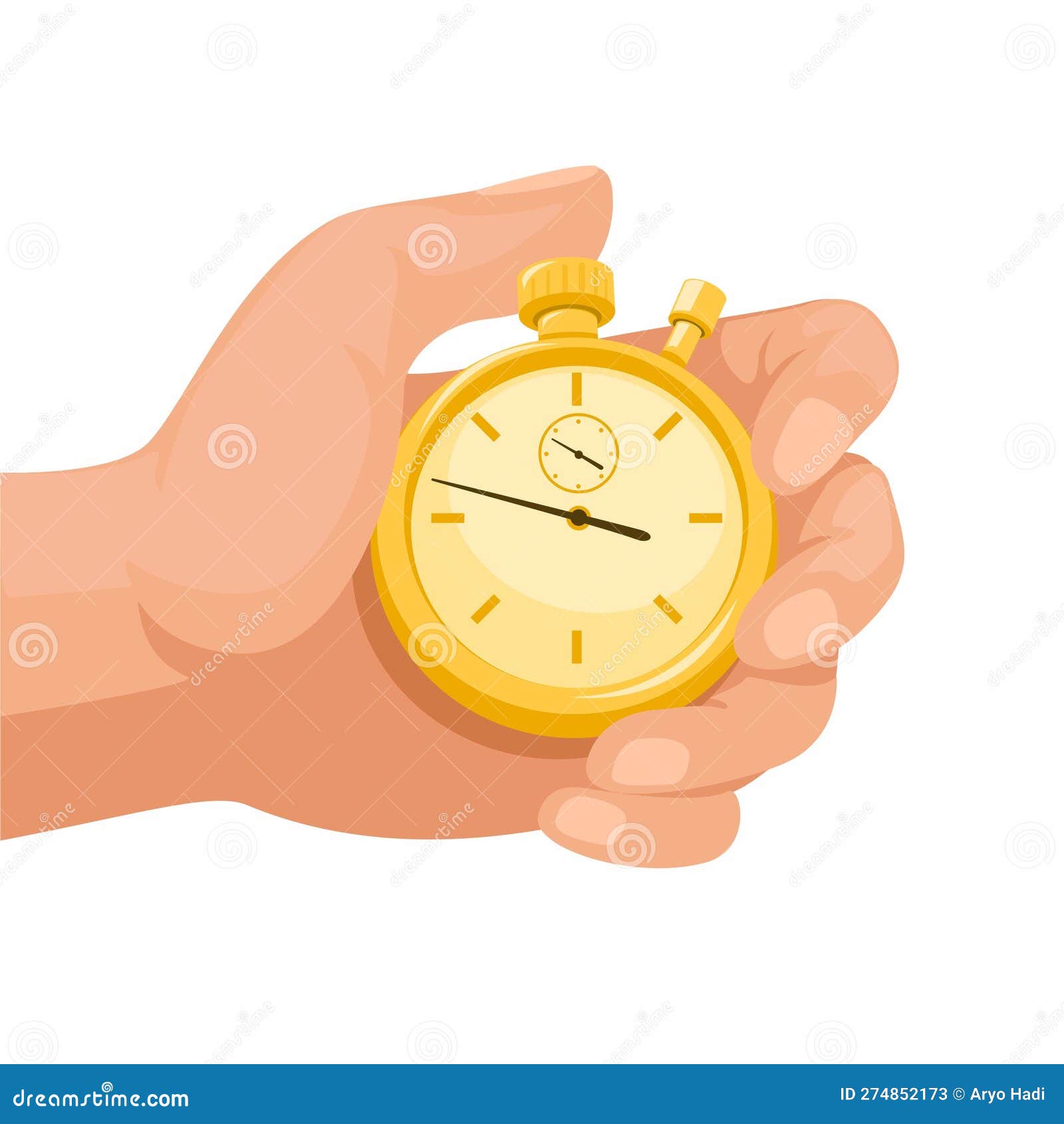 Hand Holding Timepiece Classic Pocket Watch and Stopwatch Symbol ...