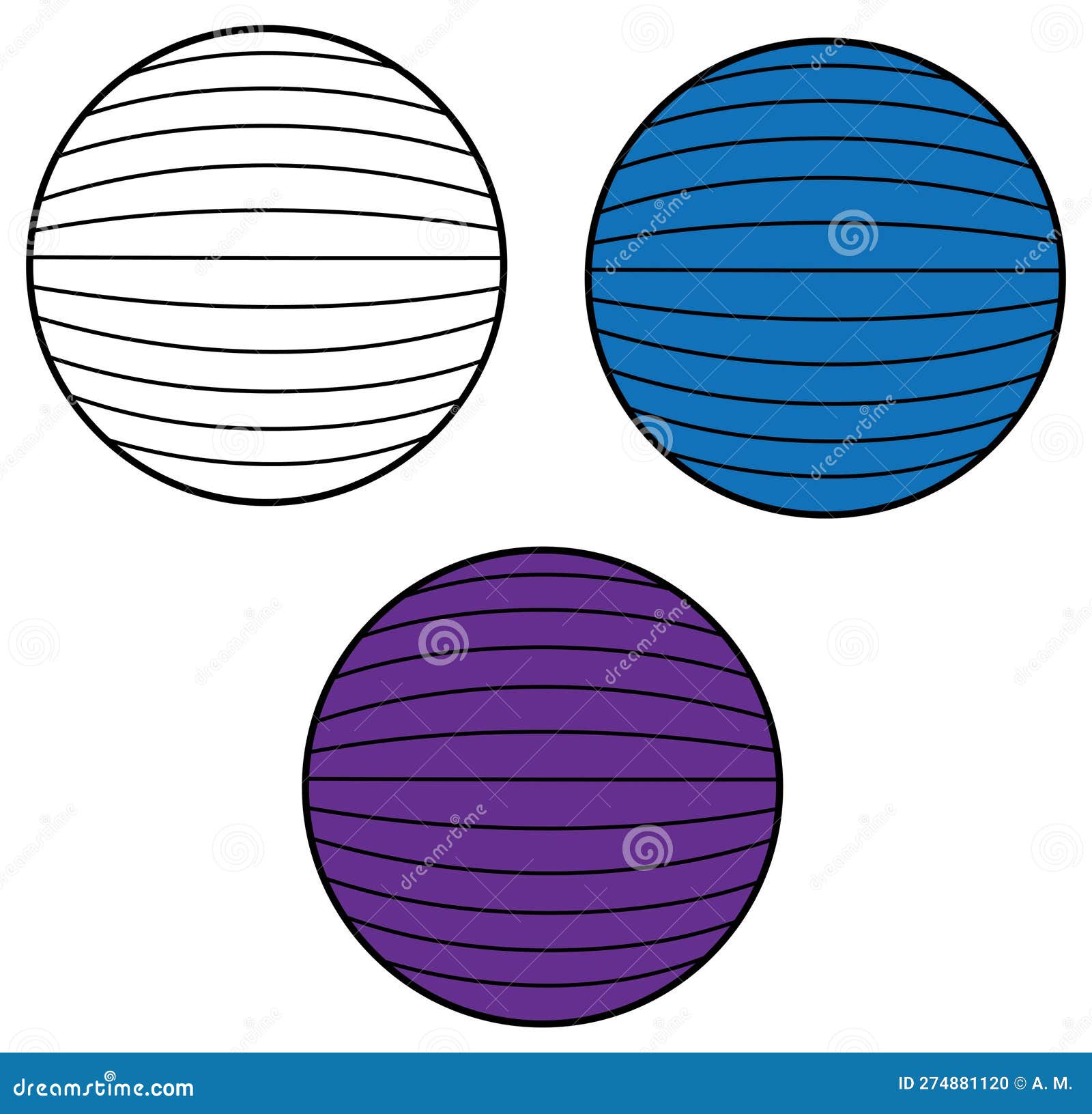 Yoga Exercise Ball Clipart Set - Outline and Color Stock Vector ...