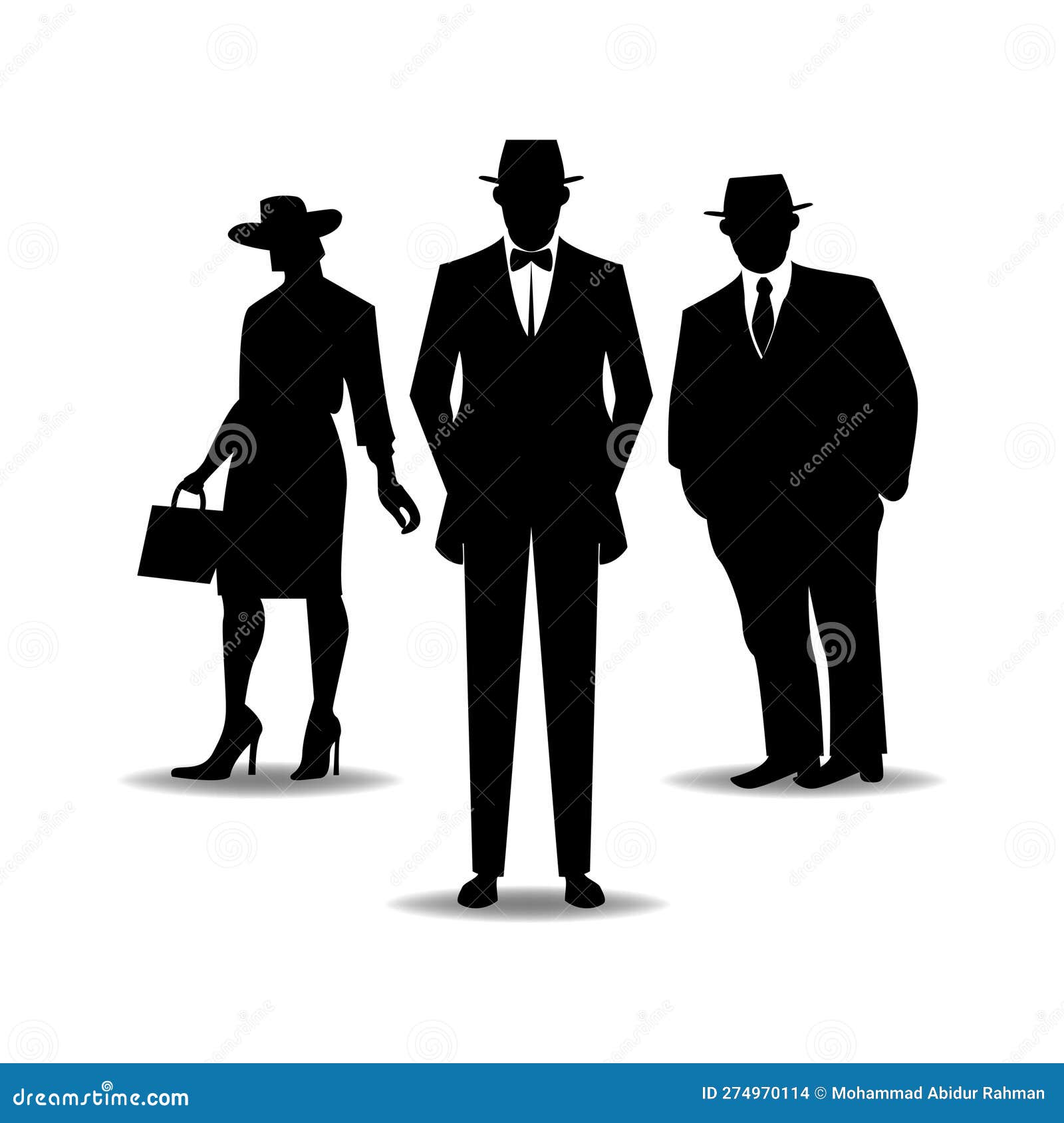 Mafia Silhouette Vector, Detective Silhouette Vector Isolated On White ...