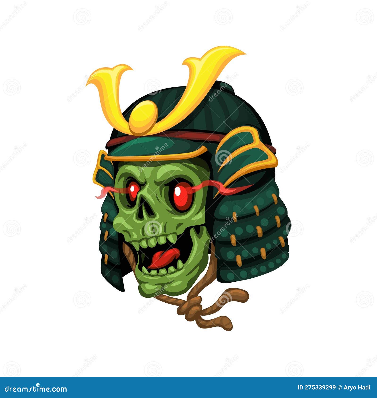 Zombie Samurai Head. Monster Wear Japanese Traditional Clothing Cartoon ...