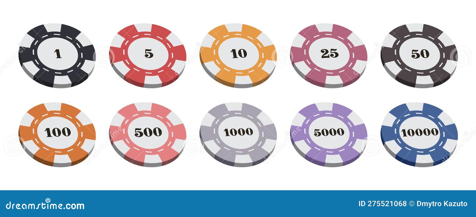 Playing Chips with Numbers. 3d Chips in Different Positions. a Set of ...