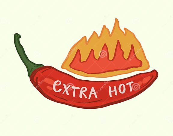 Chili Extra Hot with Hand Drawn Style. Stock Vector - Illustration of ...