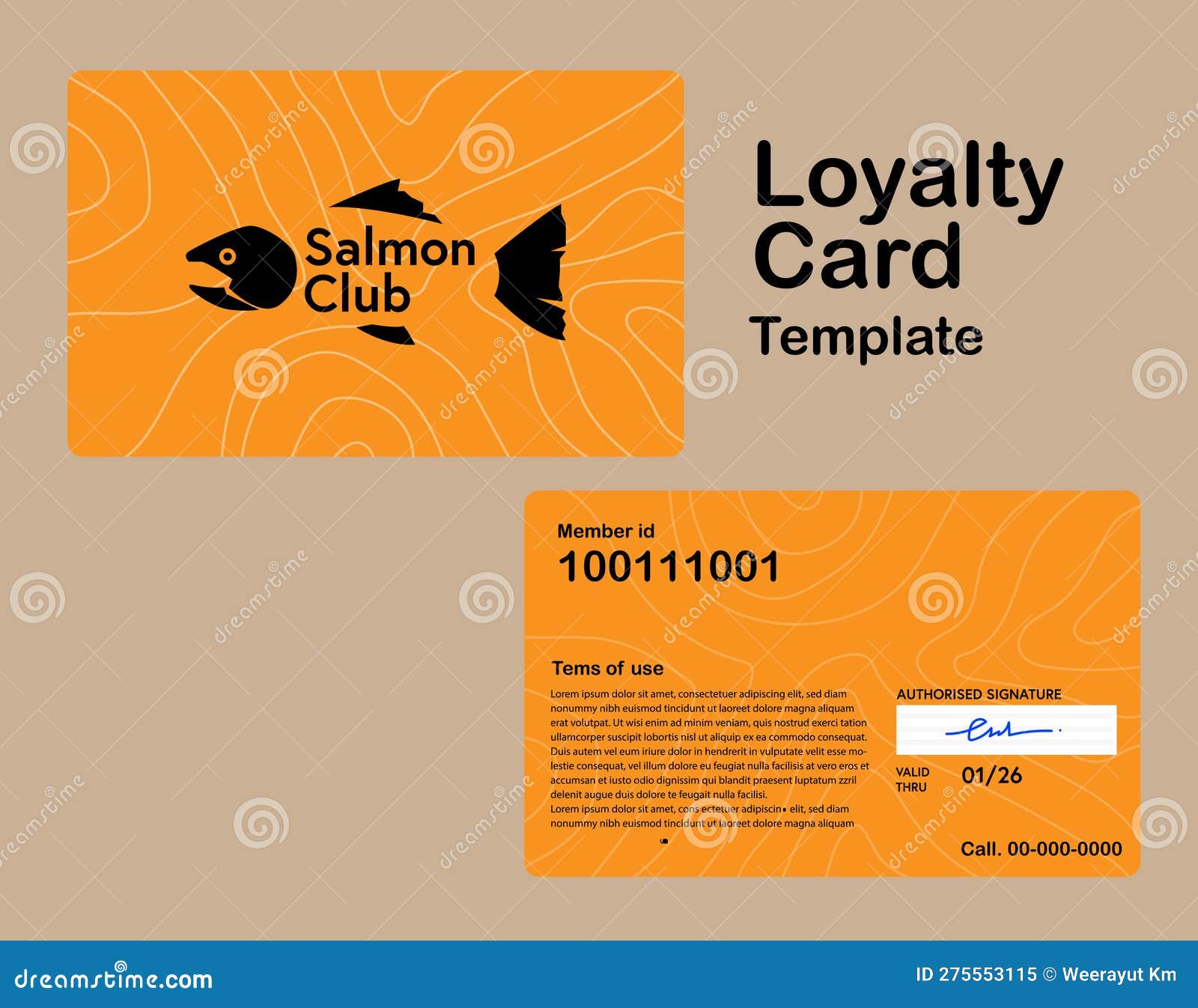 Fishing Shop Membership. Loyalty Card Template Stock Vector ...