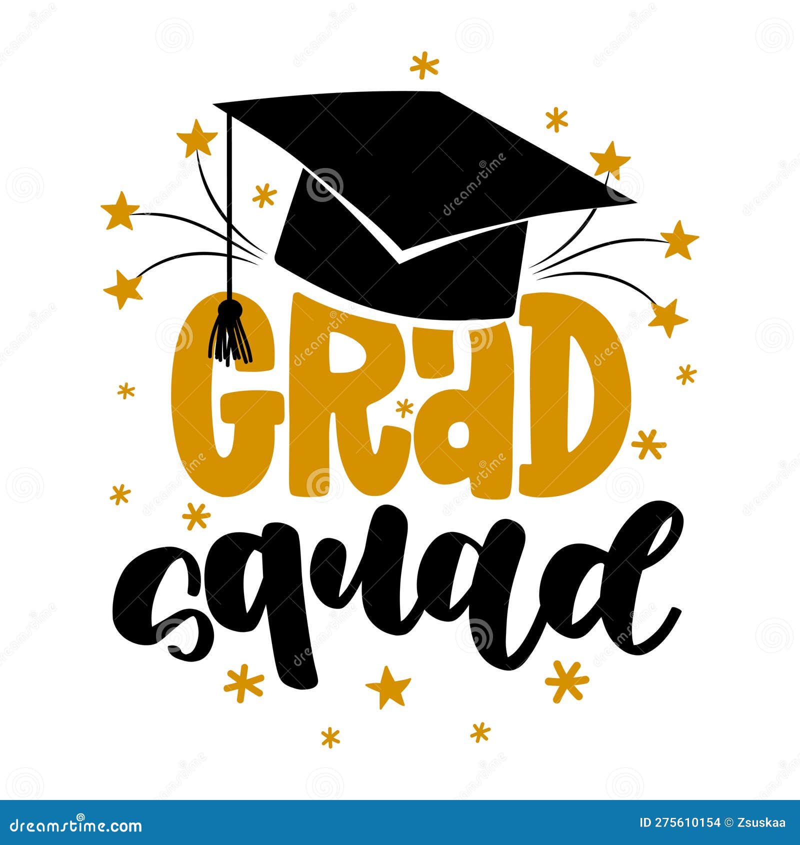 Grad Squad Calligraphy Hand Lettering With Graduation Cap On Chalkboard ...