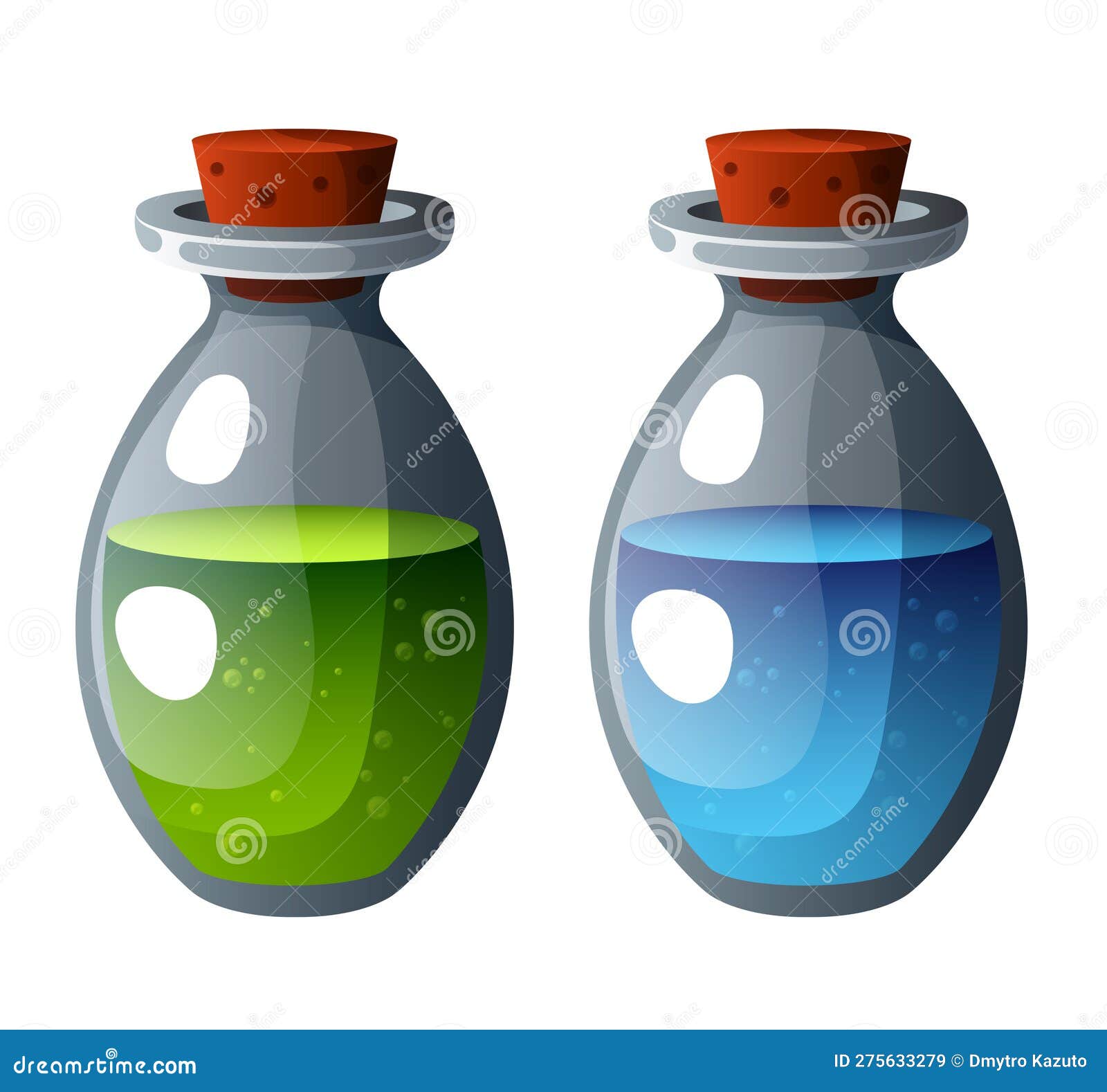 Mana Bottles. Potion Bottle Set. Elixir of Health or Mana. Icons for ...