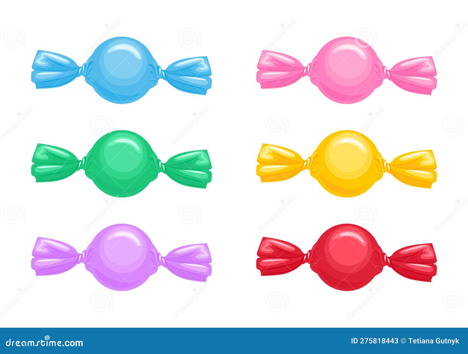Candy in Colorful Wrapper Set. Vector Cartoon Illustration Stock Vector ...