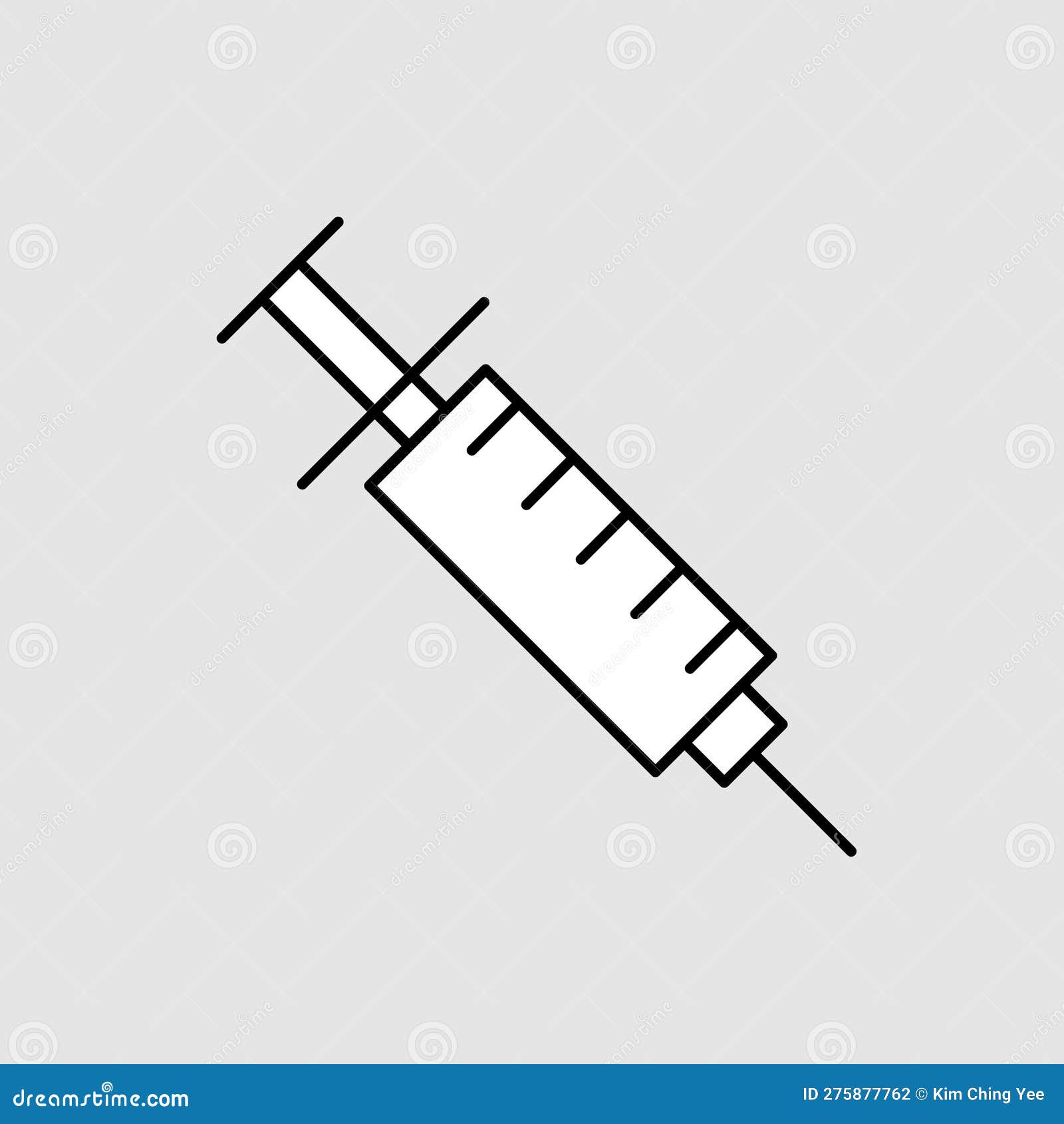 Syringe Injection Line Icon, Plastic Medical Syringe Needle Outline ...