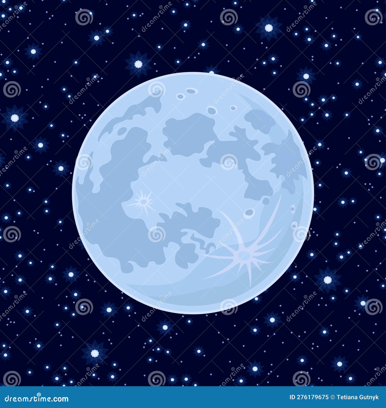 Full Blue Moon in the Dark Starry Sky. Stock Vector - Illustration of ...