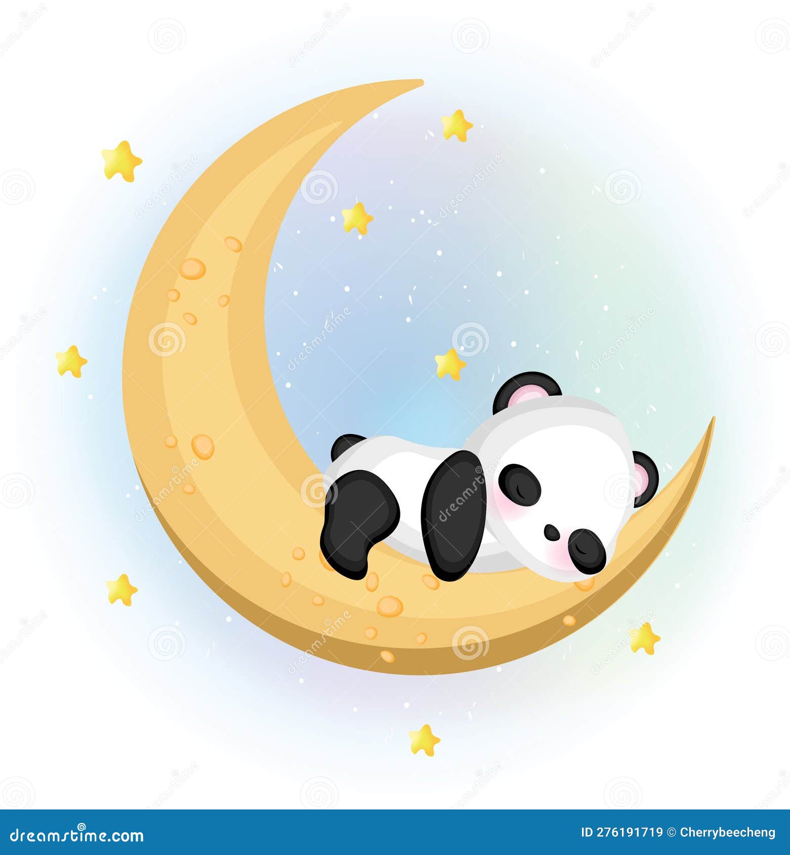 Cute Panda Sleeping on the Moon Stock Vector - Illustration of nature ...