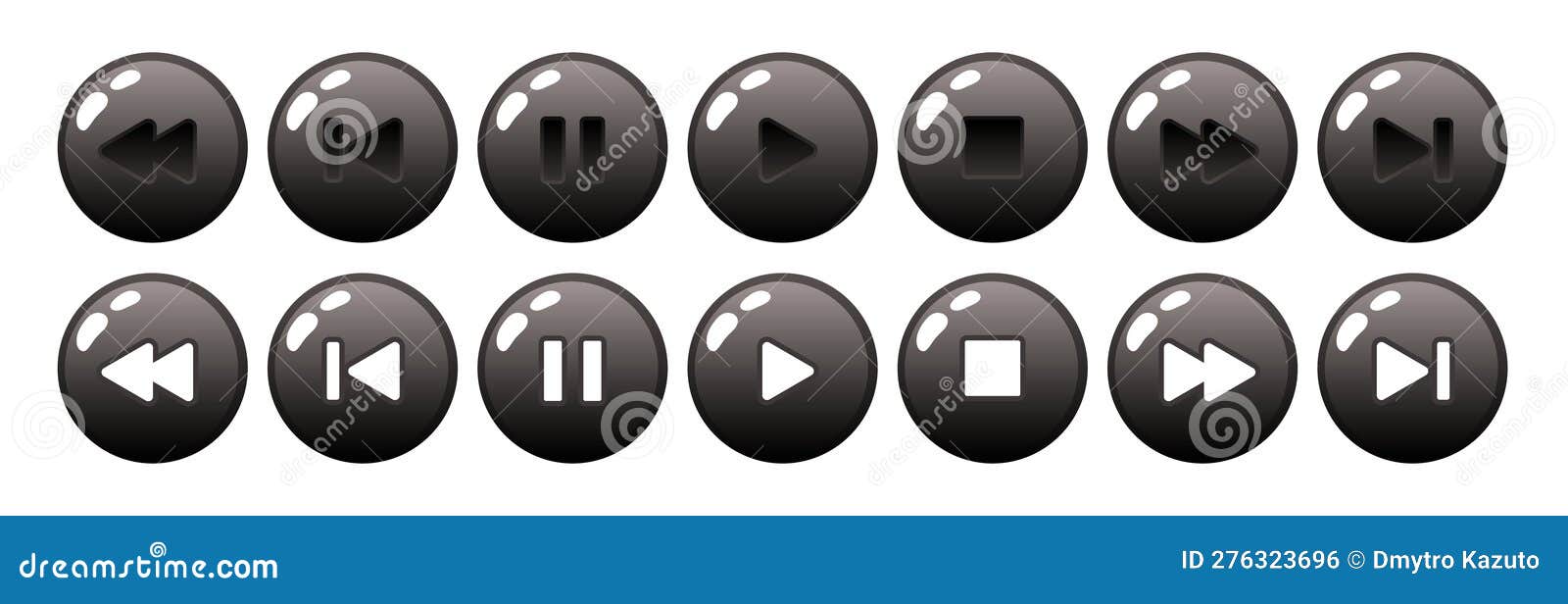 Cartoon 3d Buttons Play, Pause, Forward, Skip And Stop. Vector Clipart ...