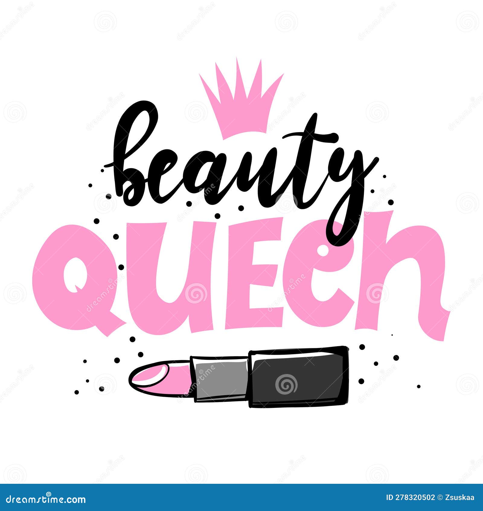 Beauty Queen - Hand Drawn Typography Poster. Conceptual Handwritten ...