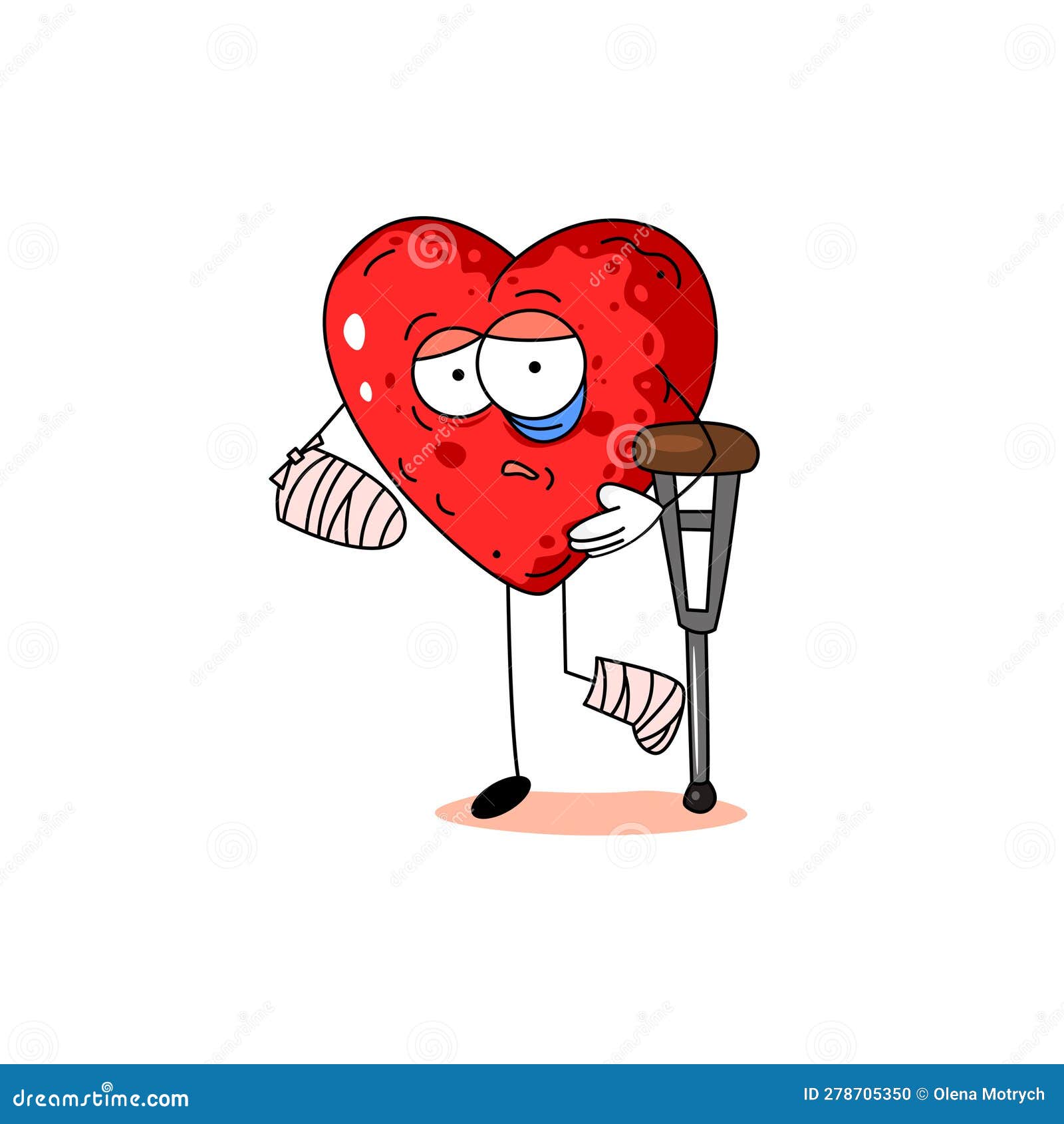 Cute Cartoon Red Heart is Broken. Great Character for Your Love, Stock ...